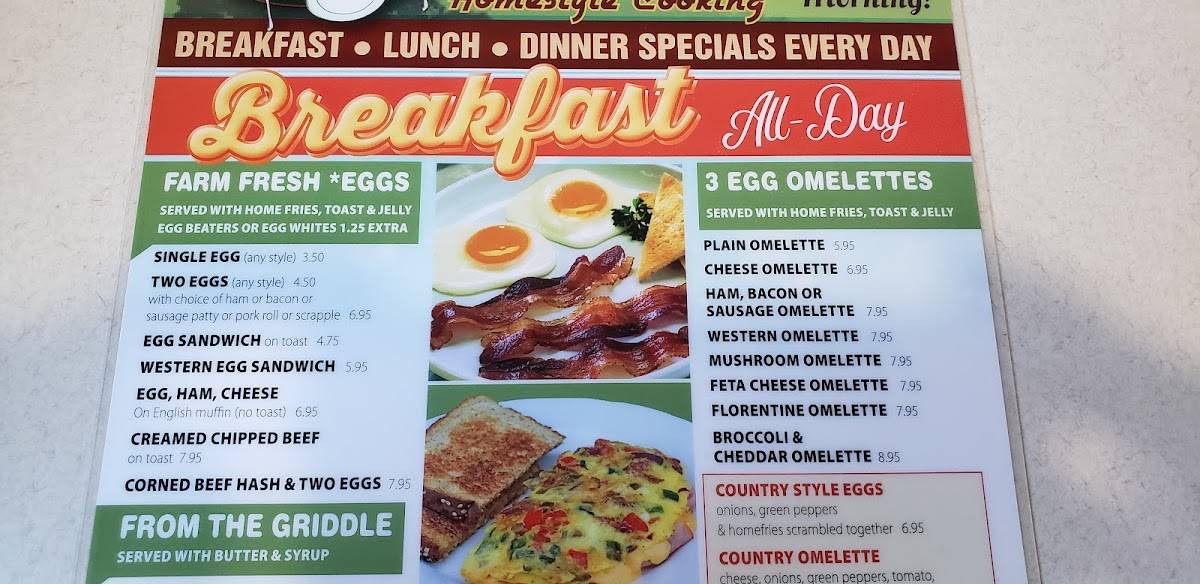 Menu at Valley View Diner restaurant, Nazareth