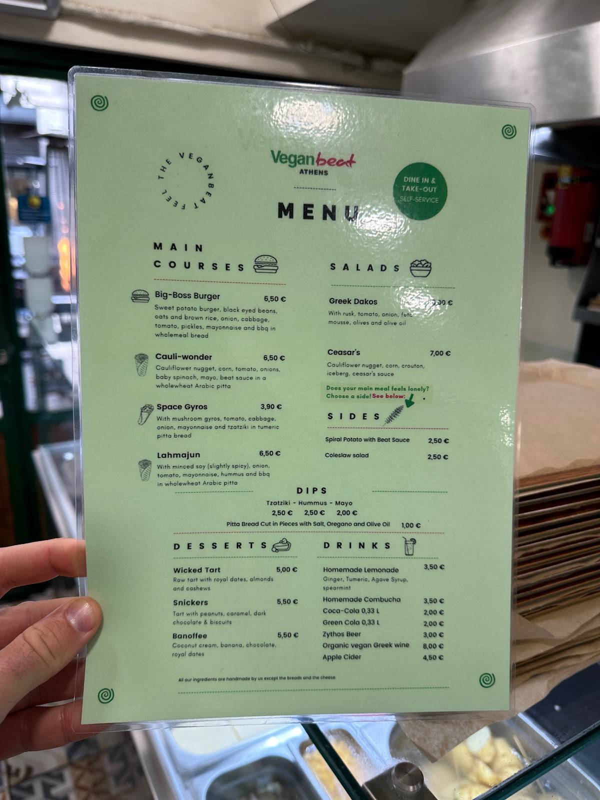 Menu at Vegan Beat Athens, Athens, Perikleous 56