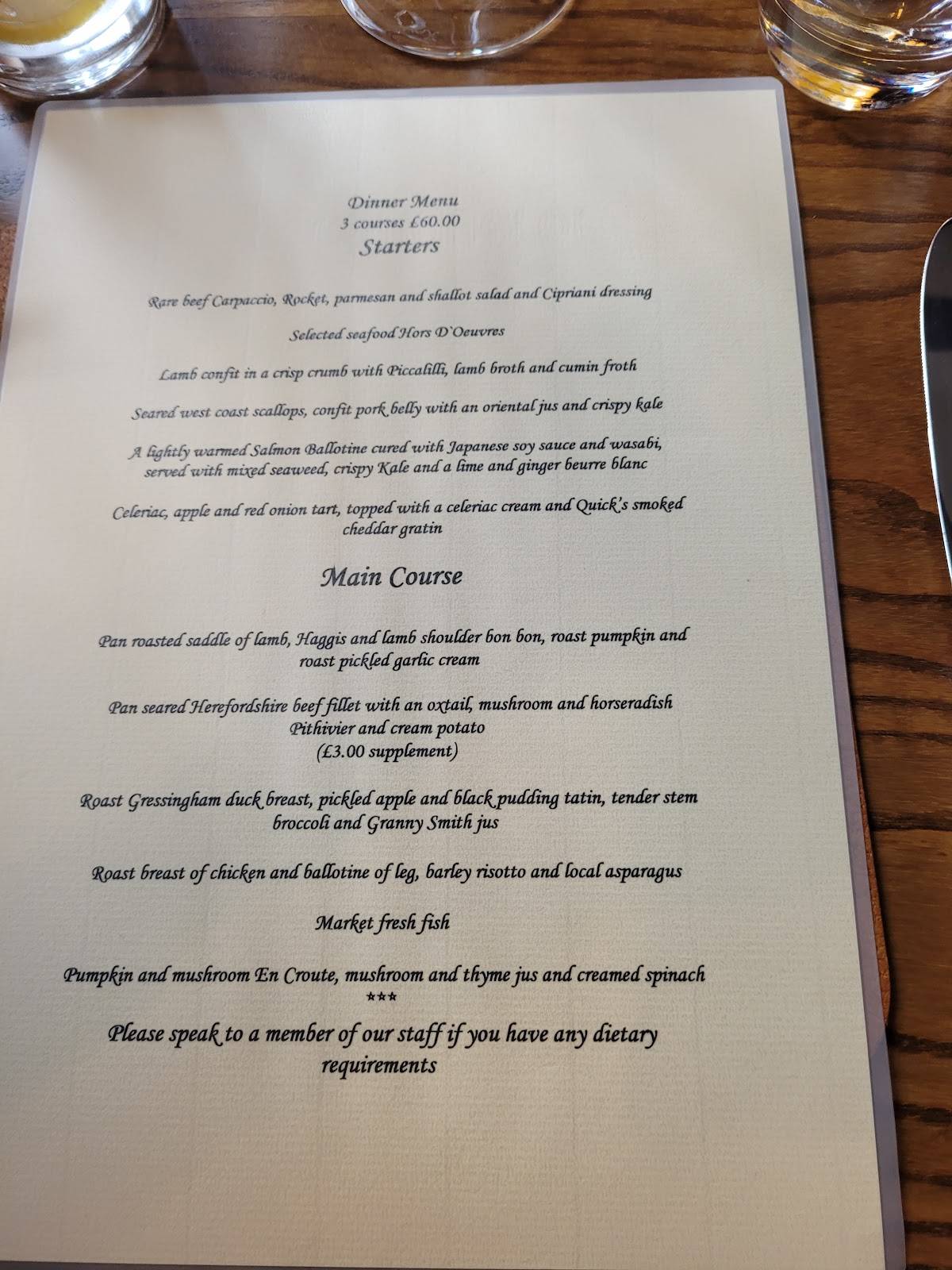 Menu at Venture In Restaurant, Ombersley