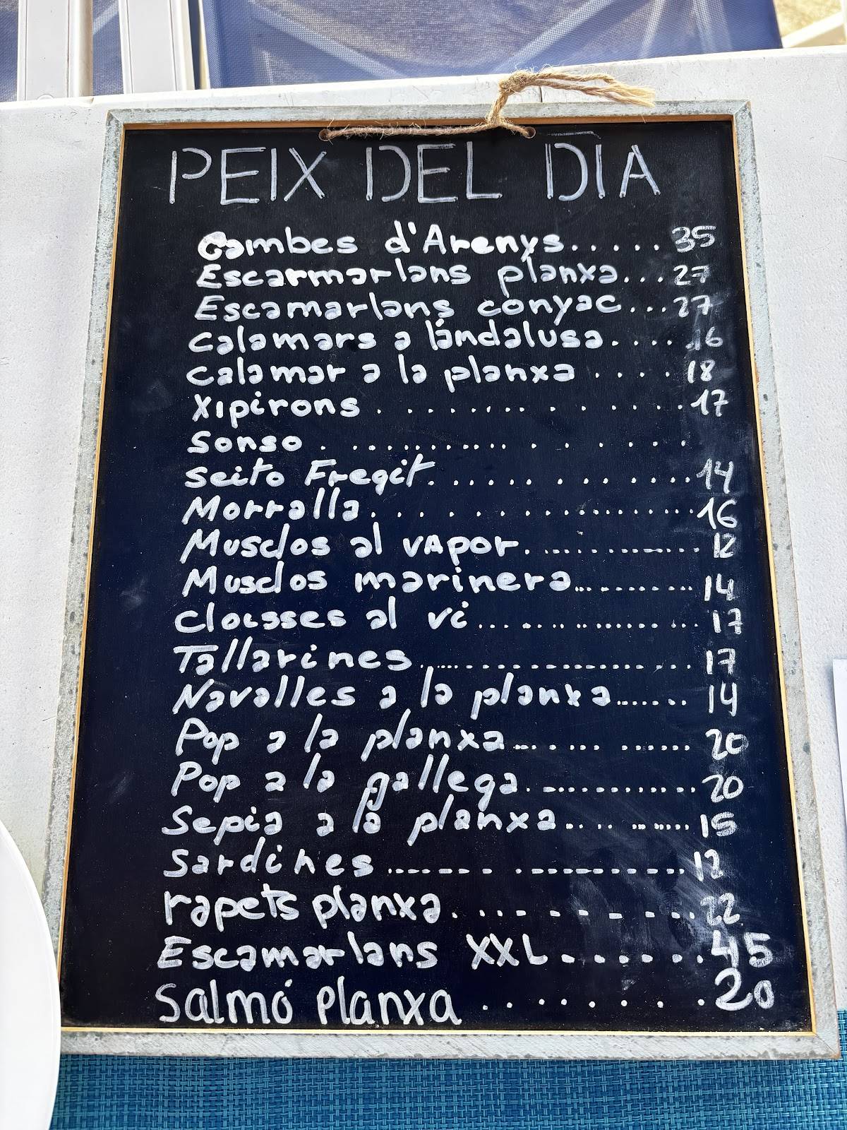 Carta del restaurante Xiringuito La Perla, Arenys del Mar