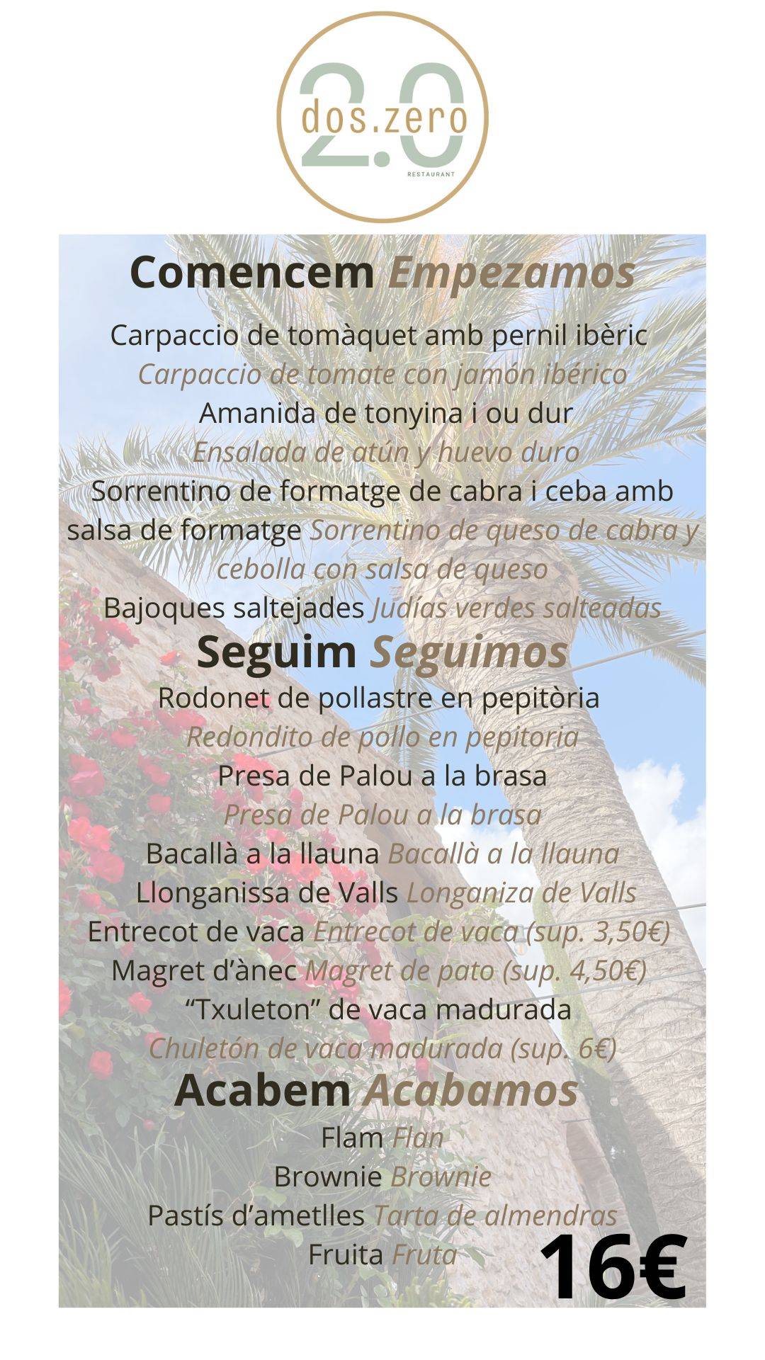 Menu at Restaurant dos.zero, Alió