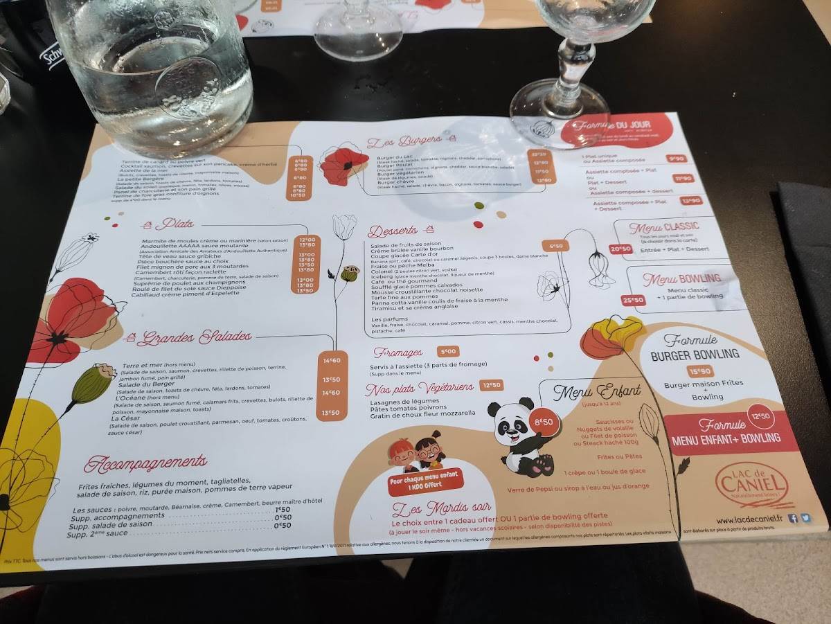 Menu au Restaurant du Lac de Caniel, Vittefleur, Rue du Dessous des Bois