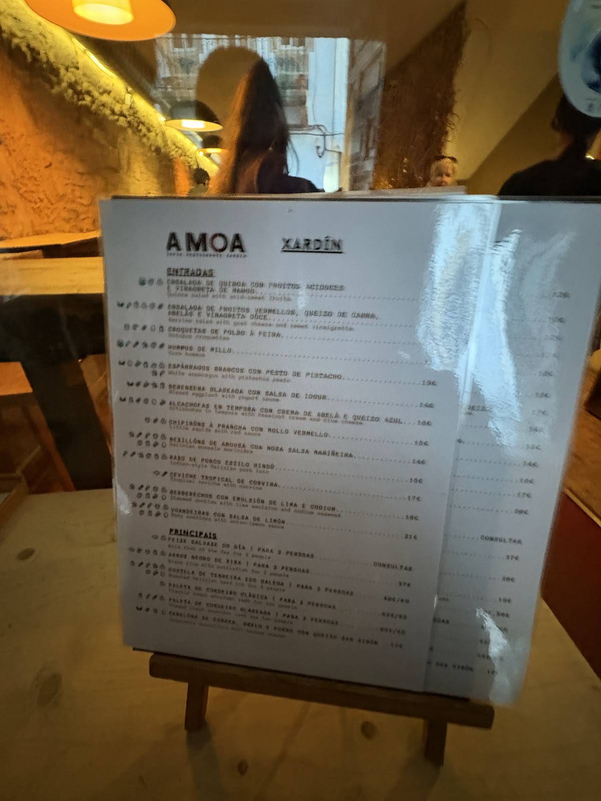 Carta de Restaurante A Moa, Santiago de Compostela, Ruá de San Pedro