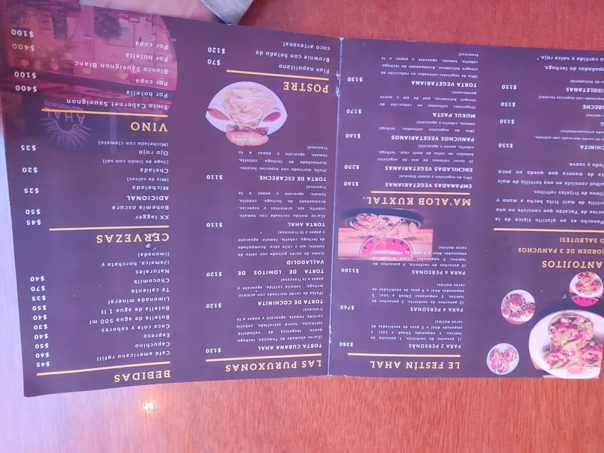 Carta de Restaurante AHAL, Valladolid