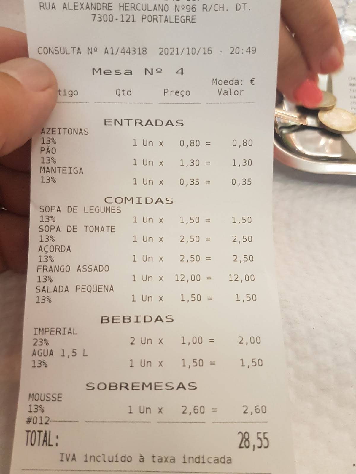 Menu em Restaurante Churrasqueira Avô Marmelo, Portalegre