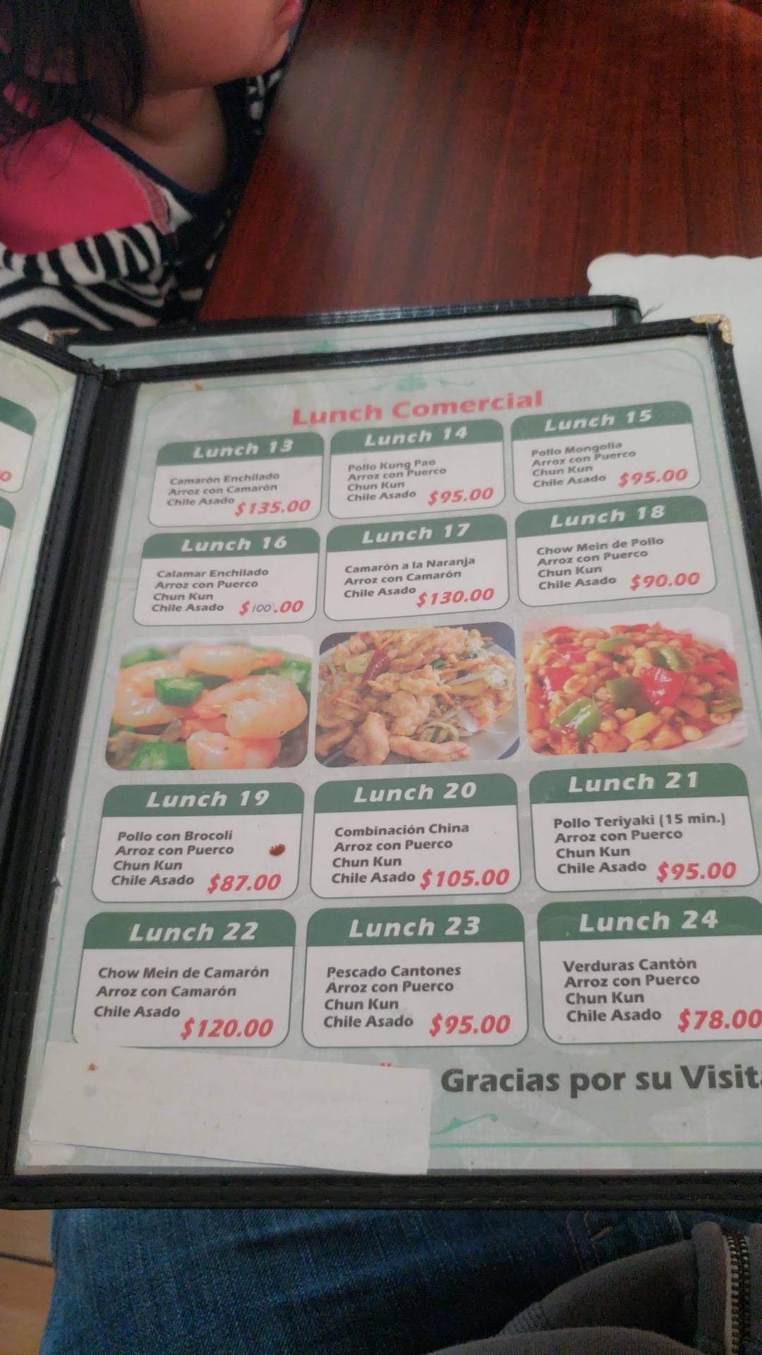 Carta de Restaurante Dragon Verde, Tijuana
