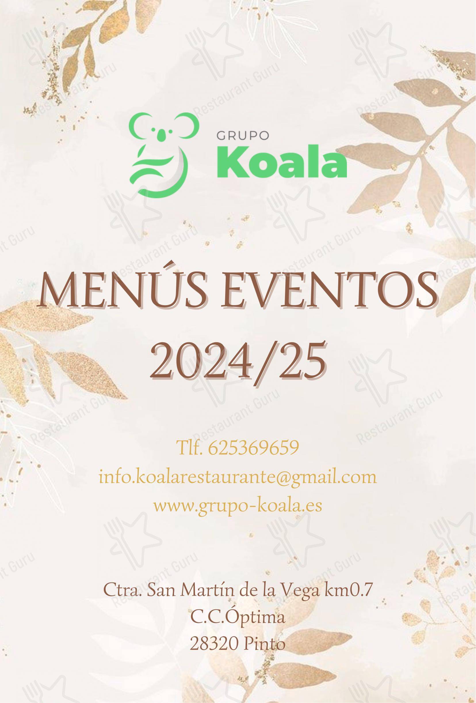 Carta de Restaurante Koala Grupo Koala, Pinto