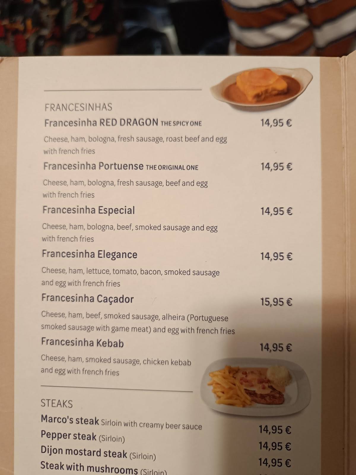 Menu at Restaurante Marco, Lisbon, Largo Santos 14D