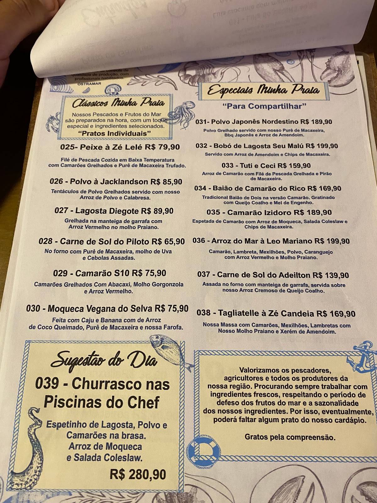 Menu em Restaurante Minha Praia, Ipojuca