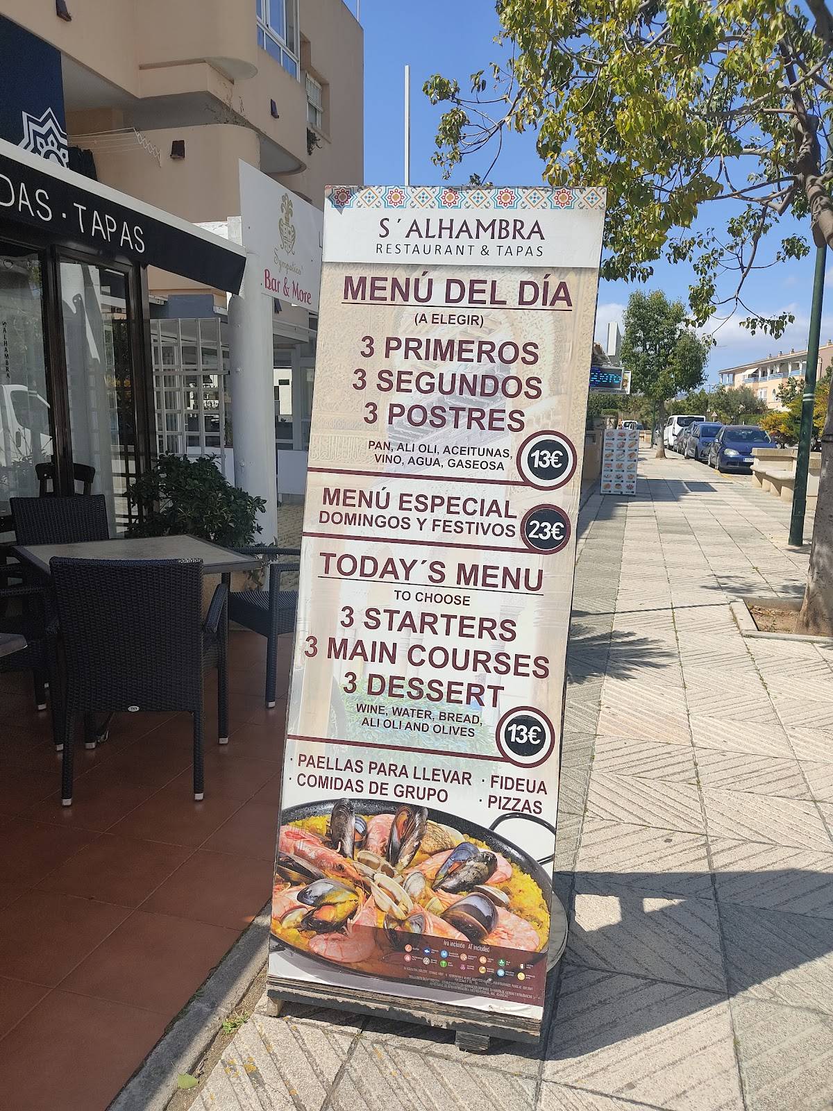 Carta de Restaurante S´alhambra, Puerto de Alcudia