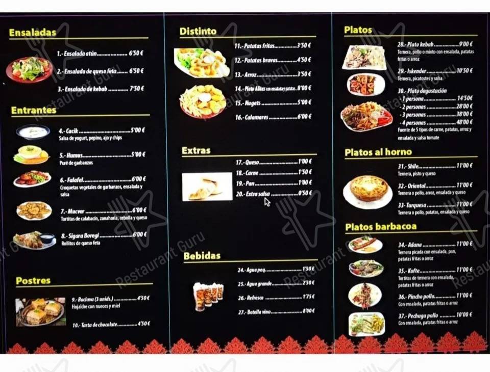 Carta de Restaurante Turco Kebab Turquesa, Silla