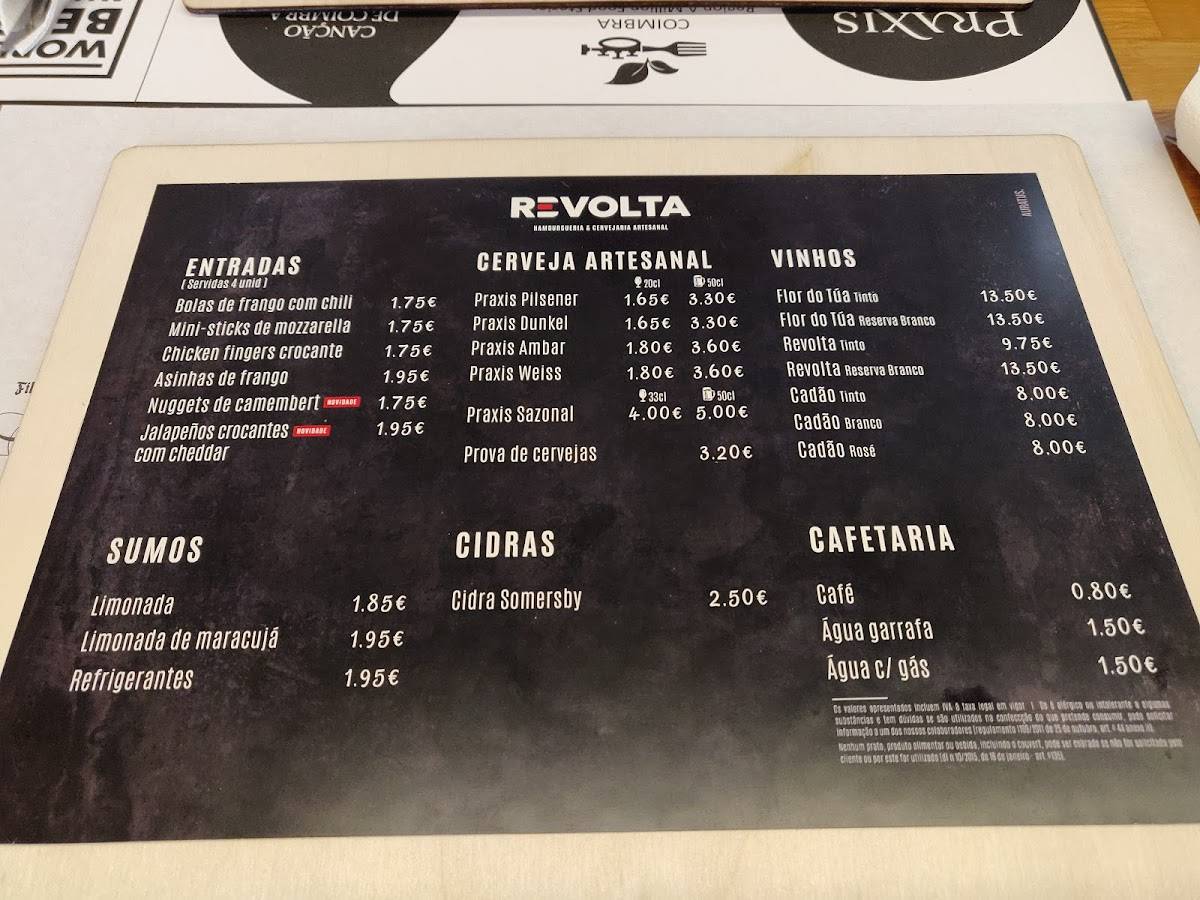 Menu em Revolta - Hamburgueria e Cervejaria Artesanal restaurante, Aveiro