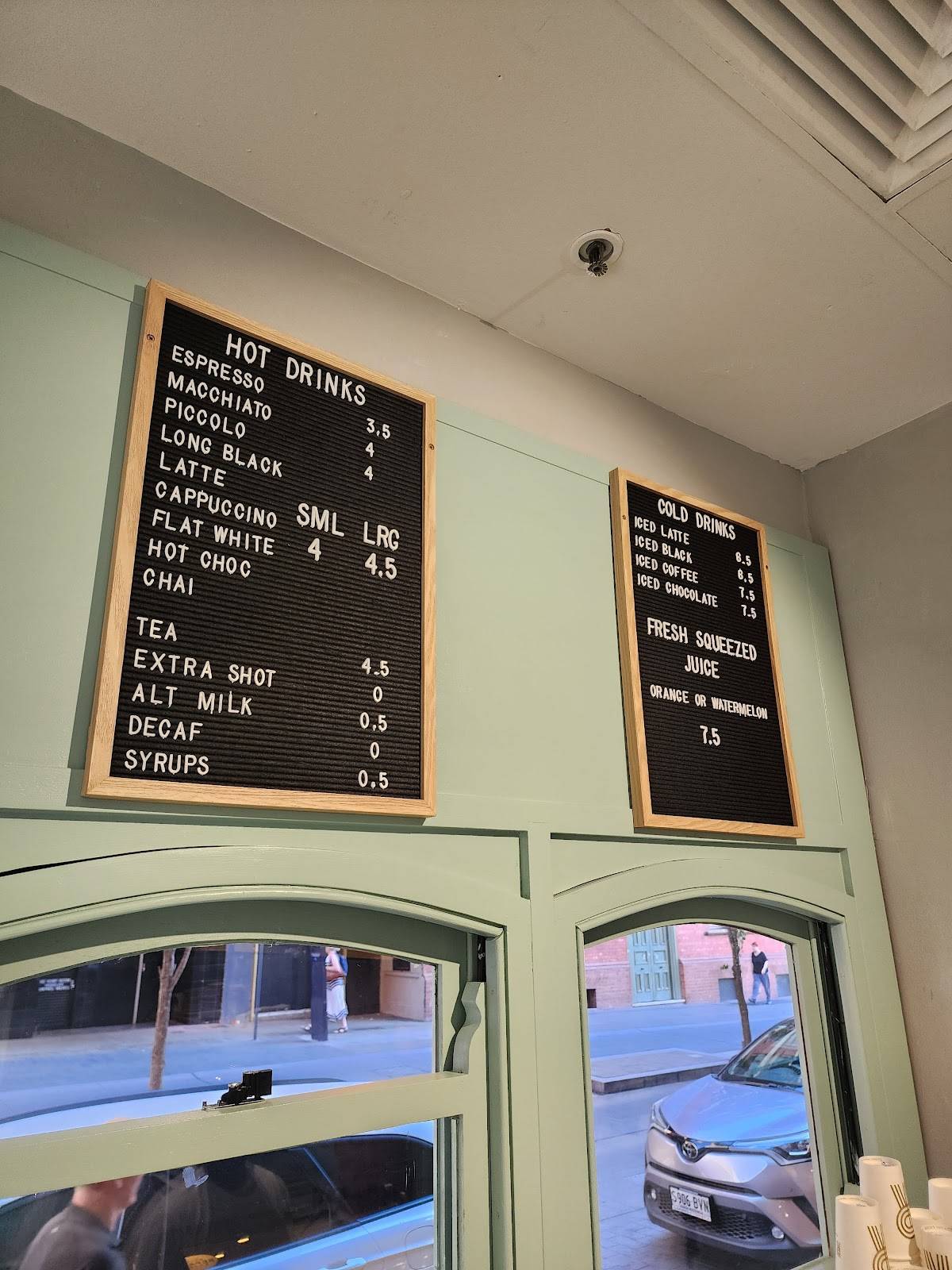 Menu at Rex Espresso cafe, Adelaide