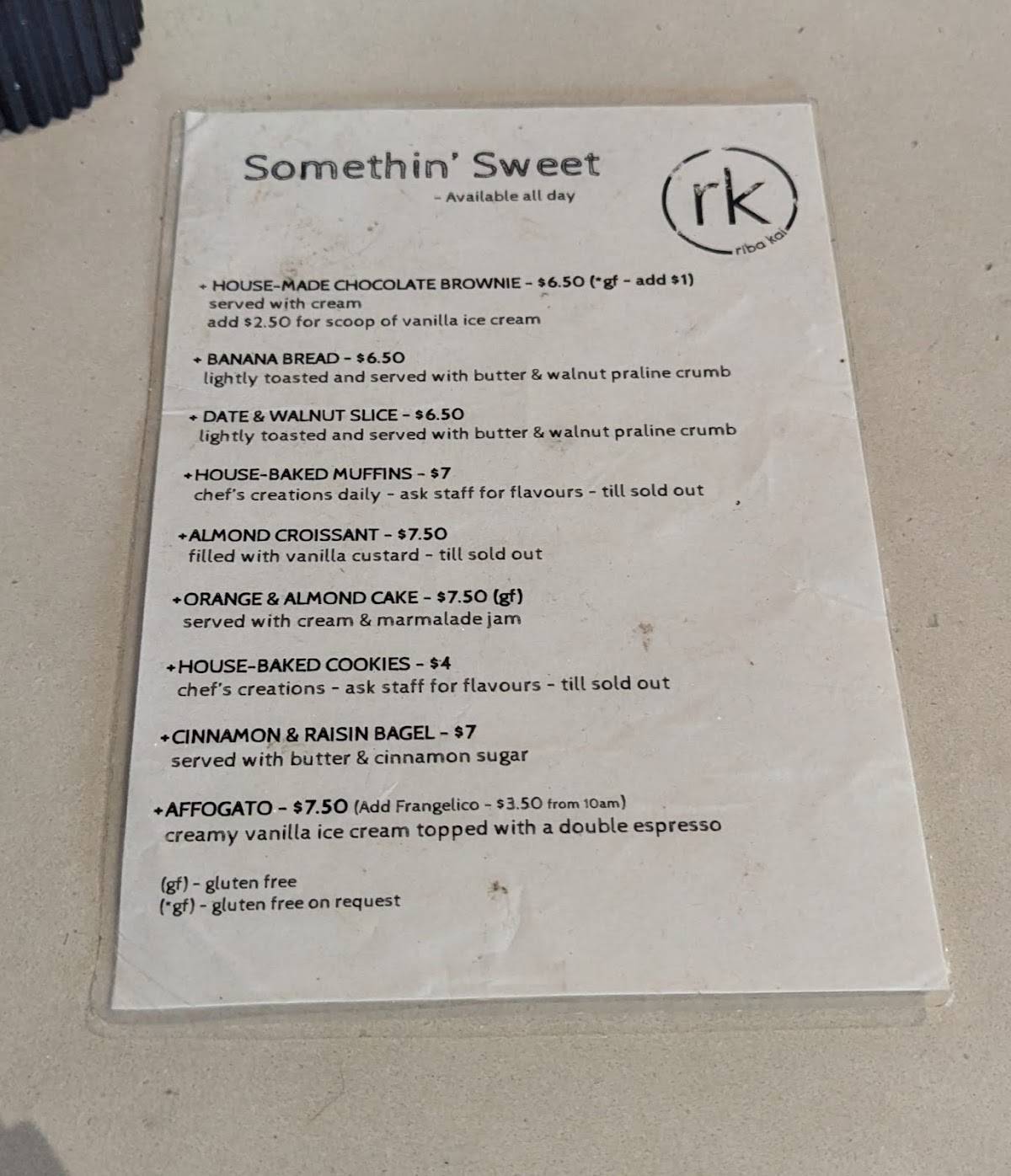 Menu at Riba Kai restaurant, Maroochydore, 1/14 Newspaper Pl