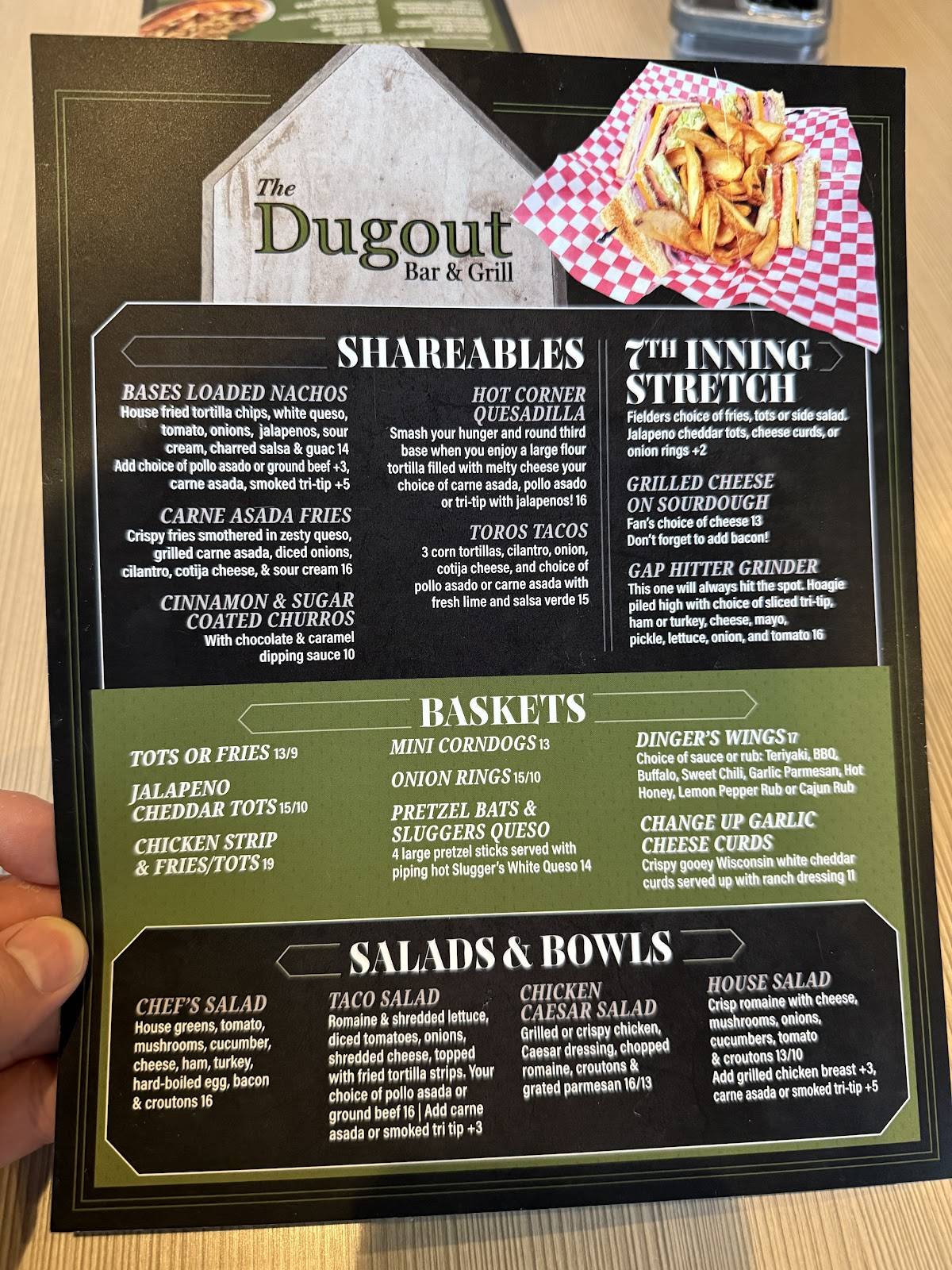 Menu at Richland Dugout pub & bar, Richland