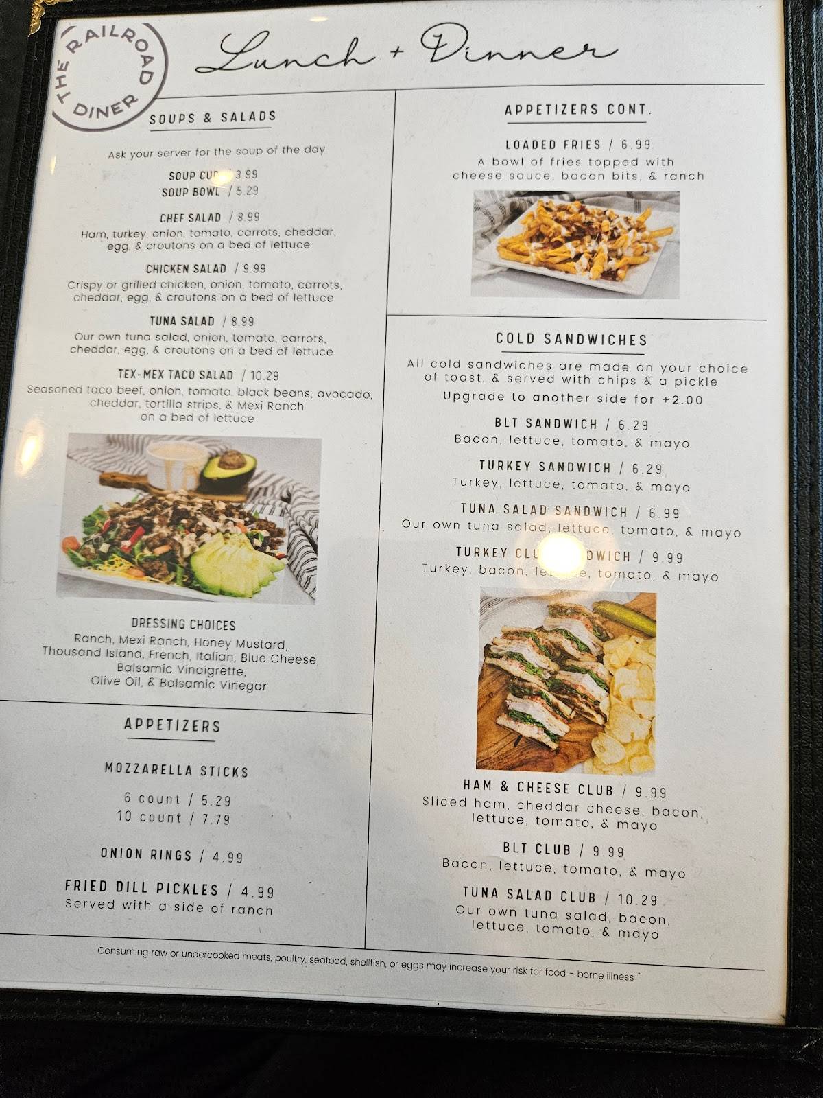 Menu at Richland Railroad Diner restaurant, Richland