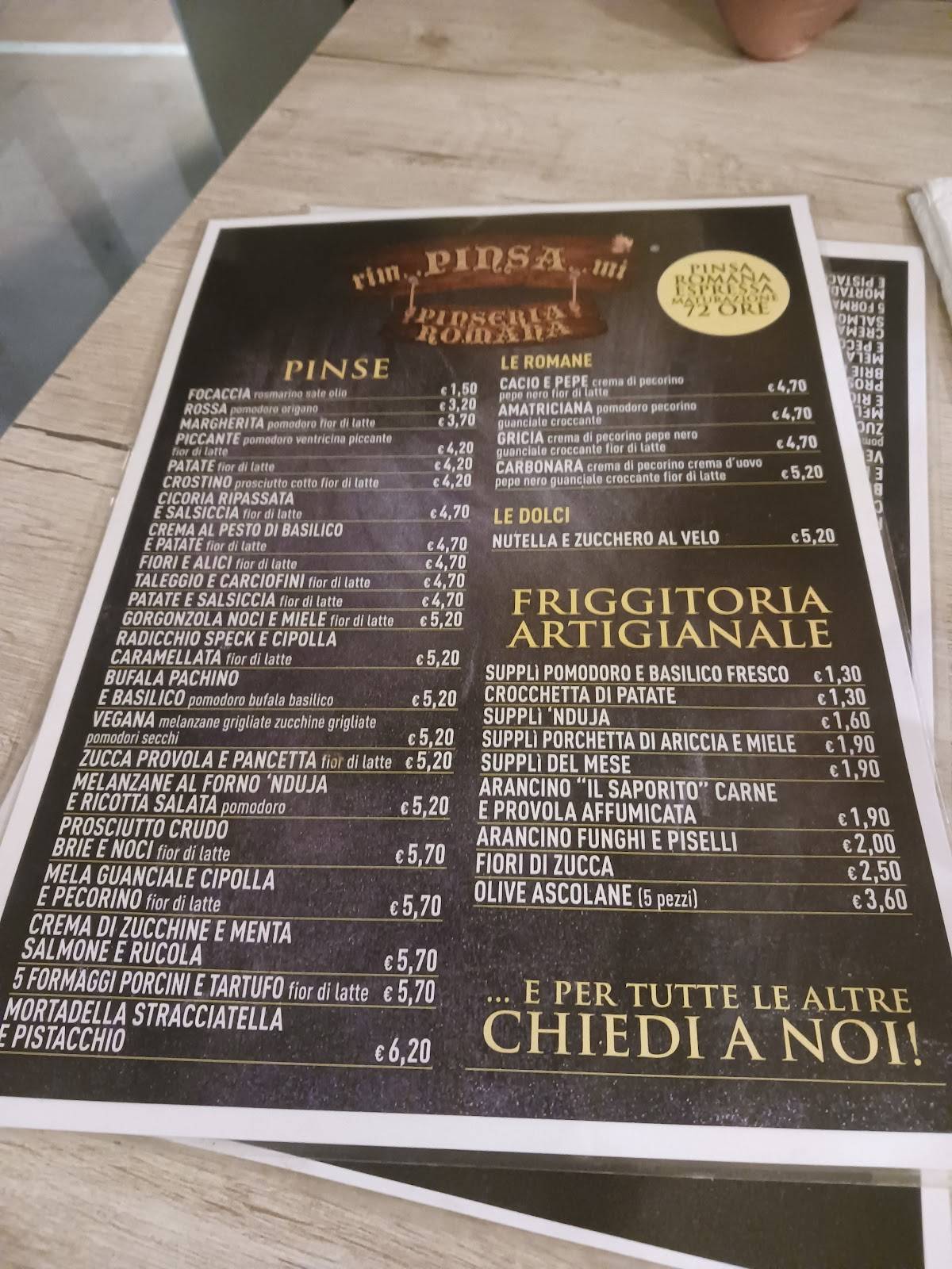 Menu at Rim...Pinsa...Mi pizzeria, Rome