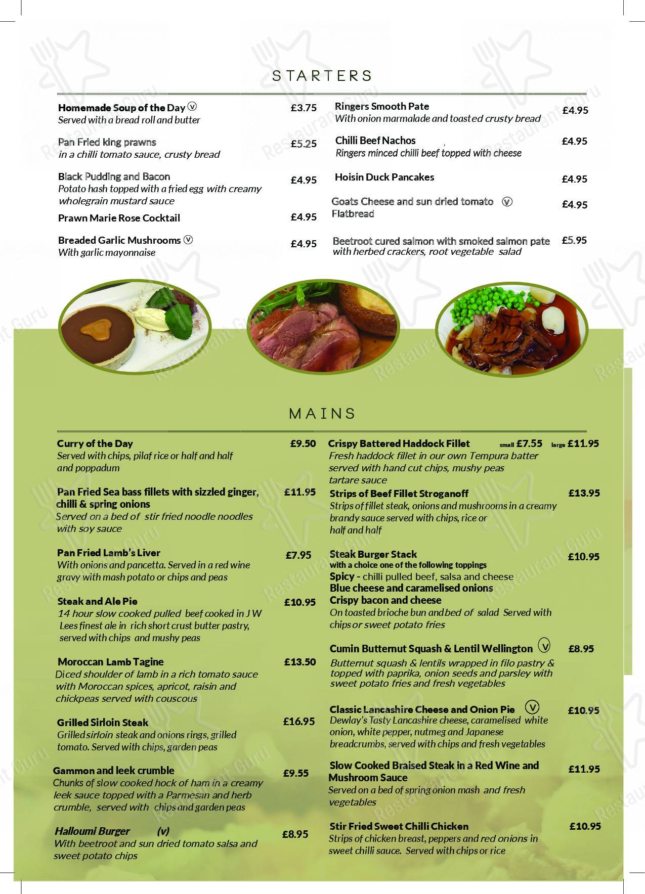Menu at The Ring O' Bells pub & bar, Frodsham, 2 Bellemonte Rd