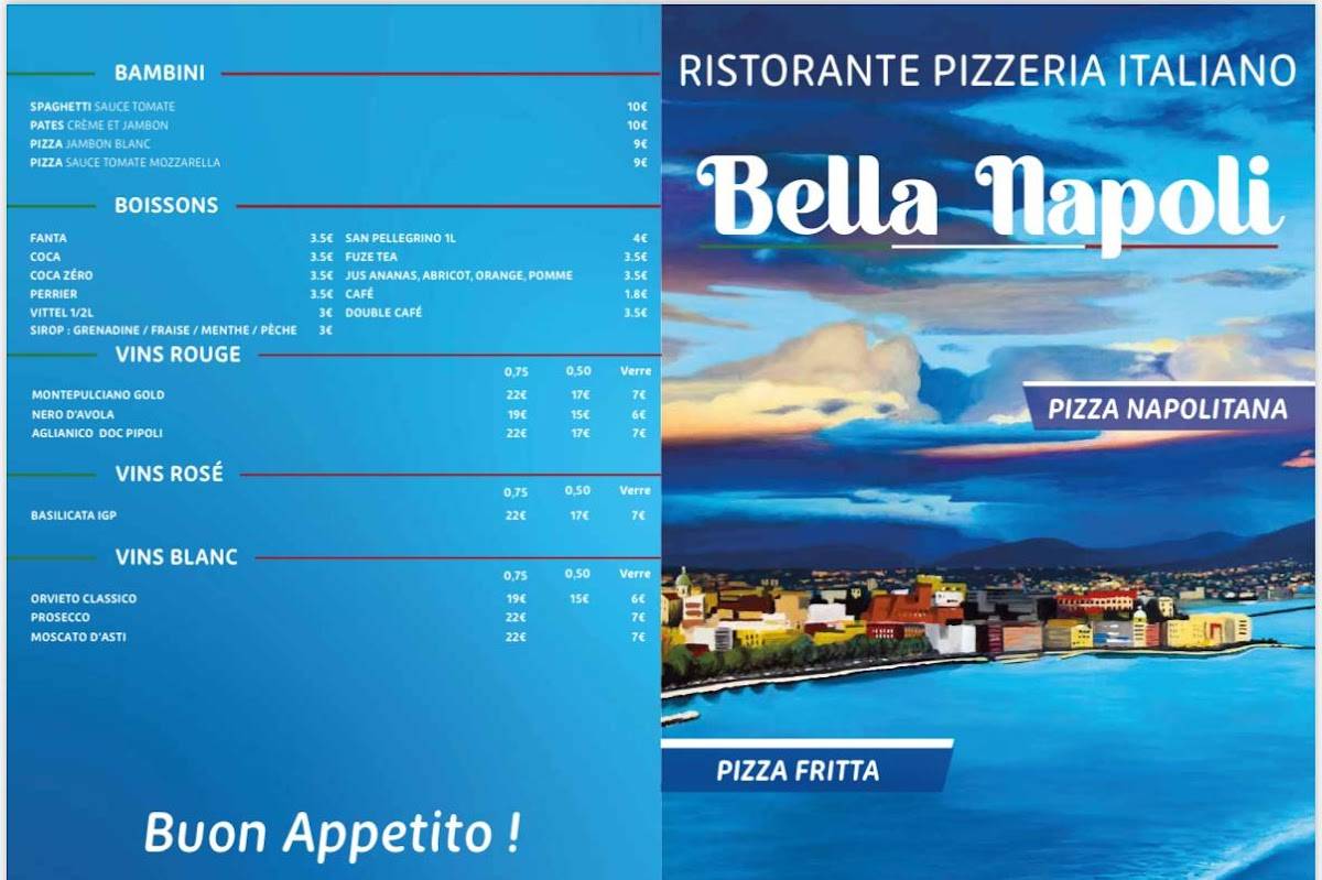 Carta de Ristorante Pizzeria Bella Napoli, Yzeure