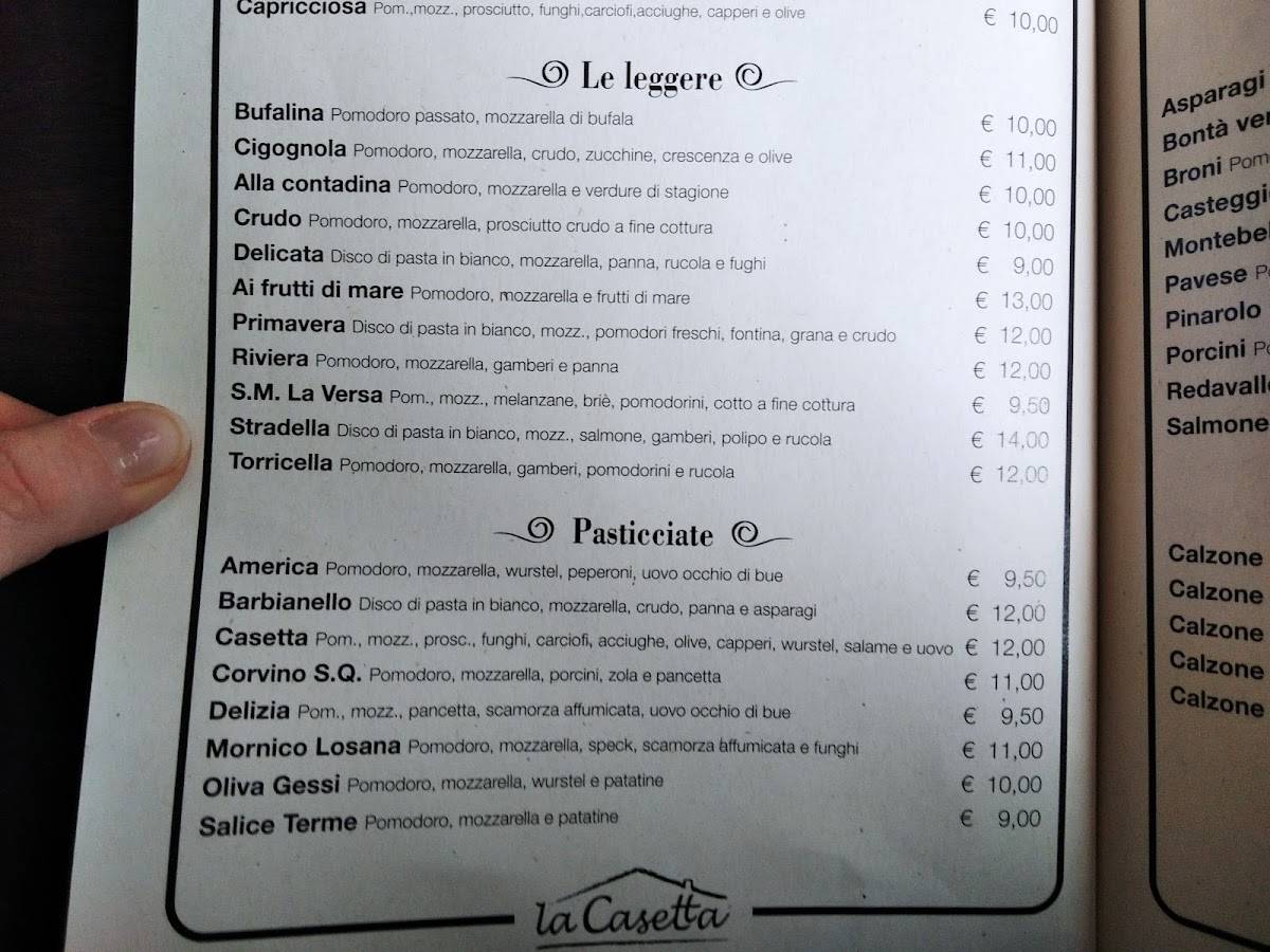 Menu da Ristorante Pizzeria La Casetta, Santa Giuletta