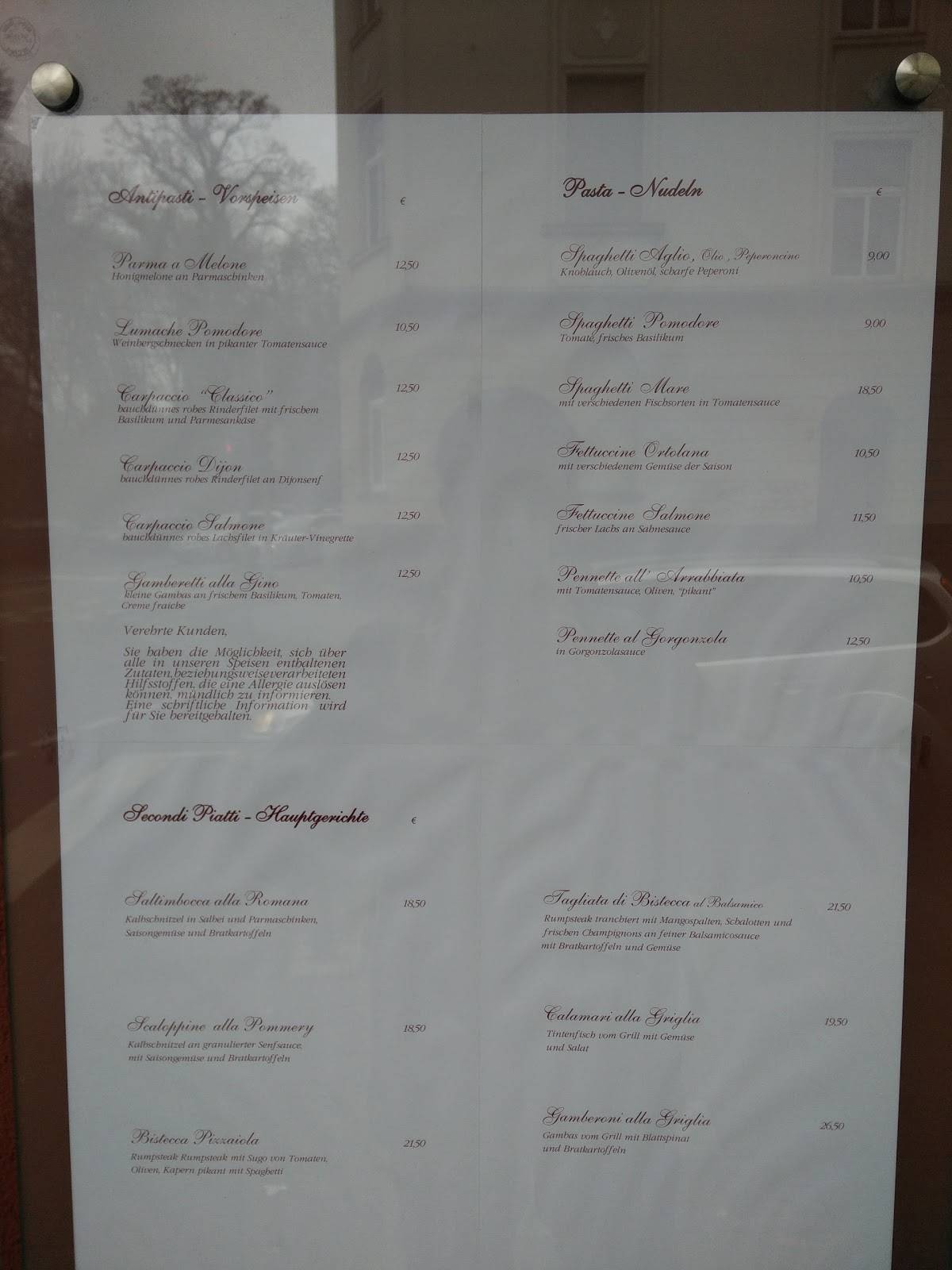 Speisekarte von Ristorante Prosecco restaurant, Aachen, Maastrichter Str. 1