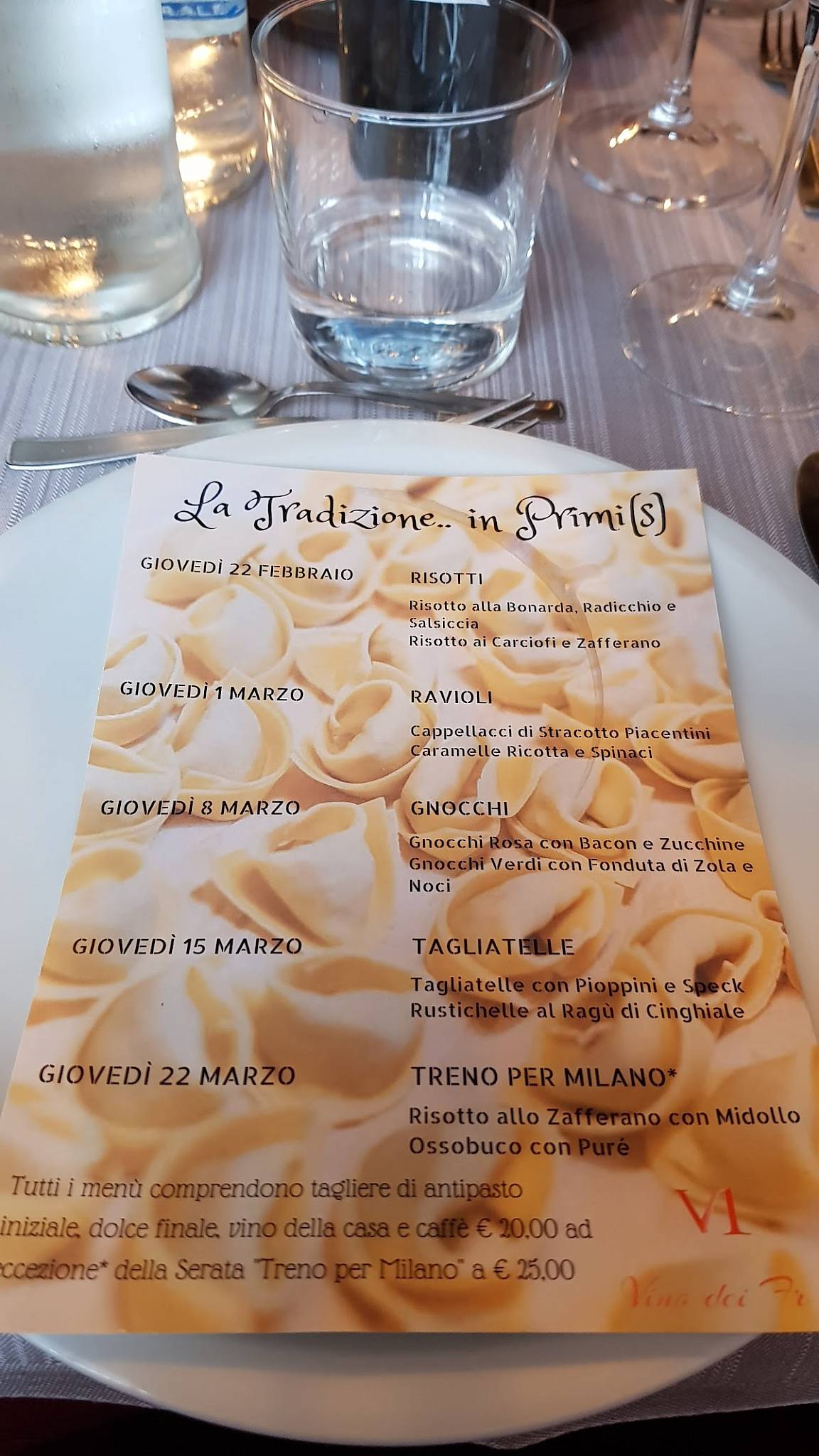 Menu da Ristorante Vino dei Frati, Rovescala