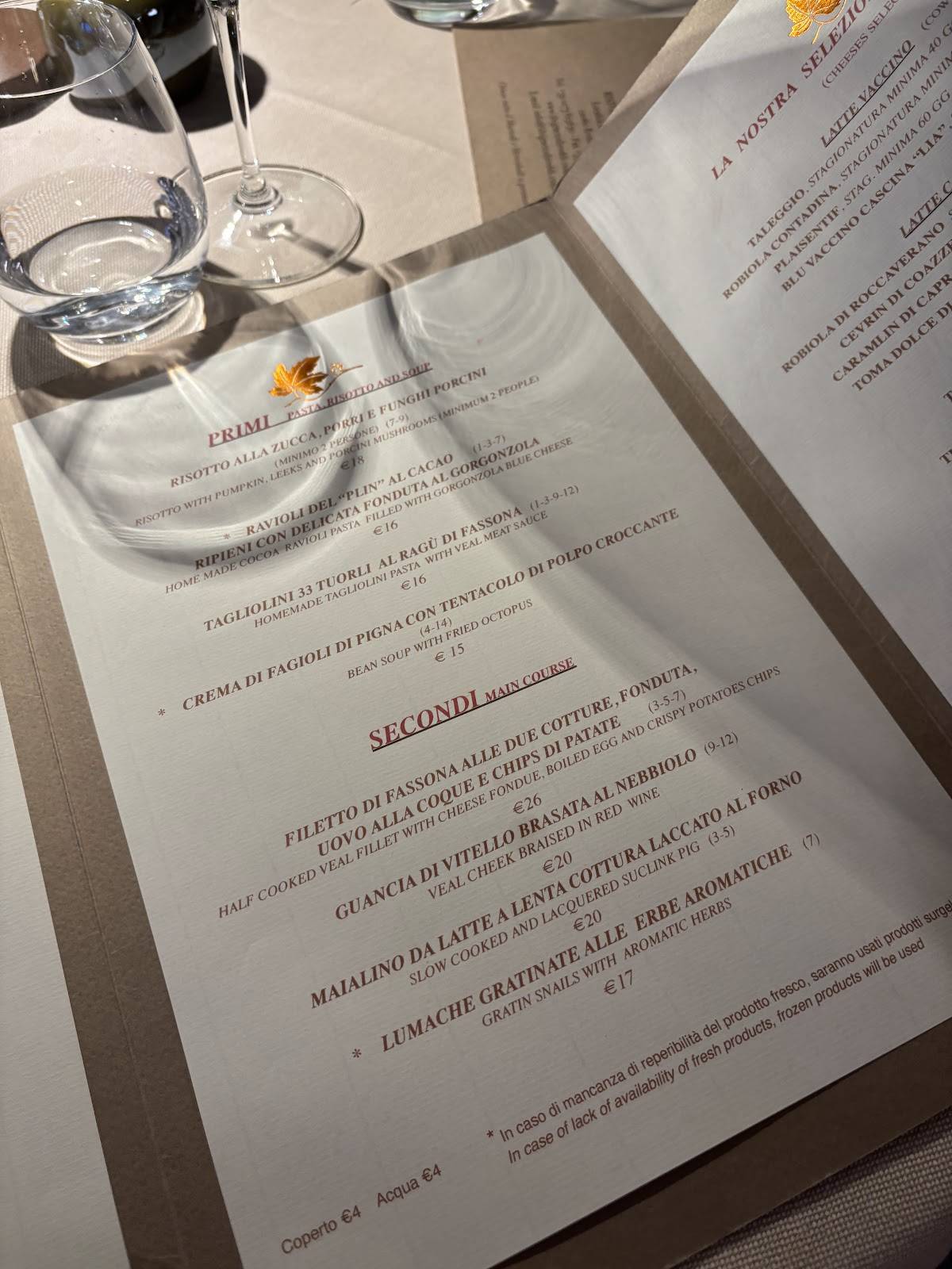 Menu da Ristorante con Camere Il Vigneto di Roddi, Roddi, Località Ravinali