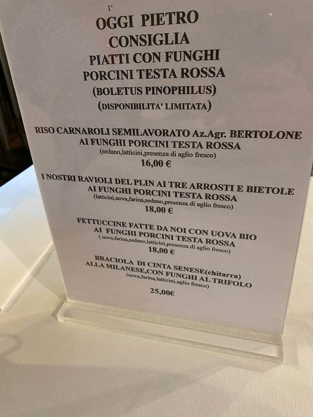 Menu da Ristorantino del Cin Cin, Vercelli, Corso Liberta