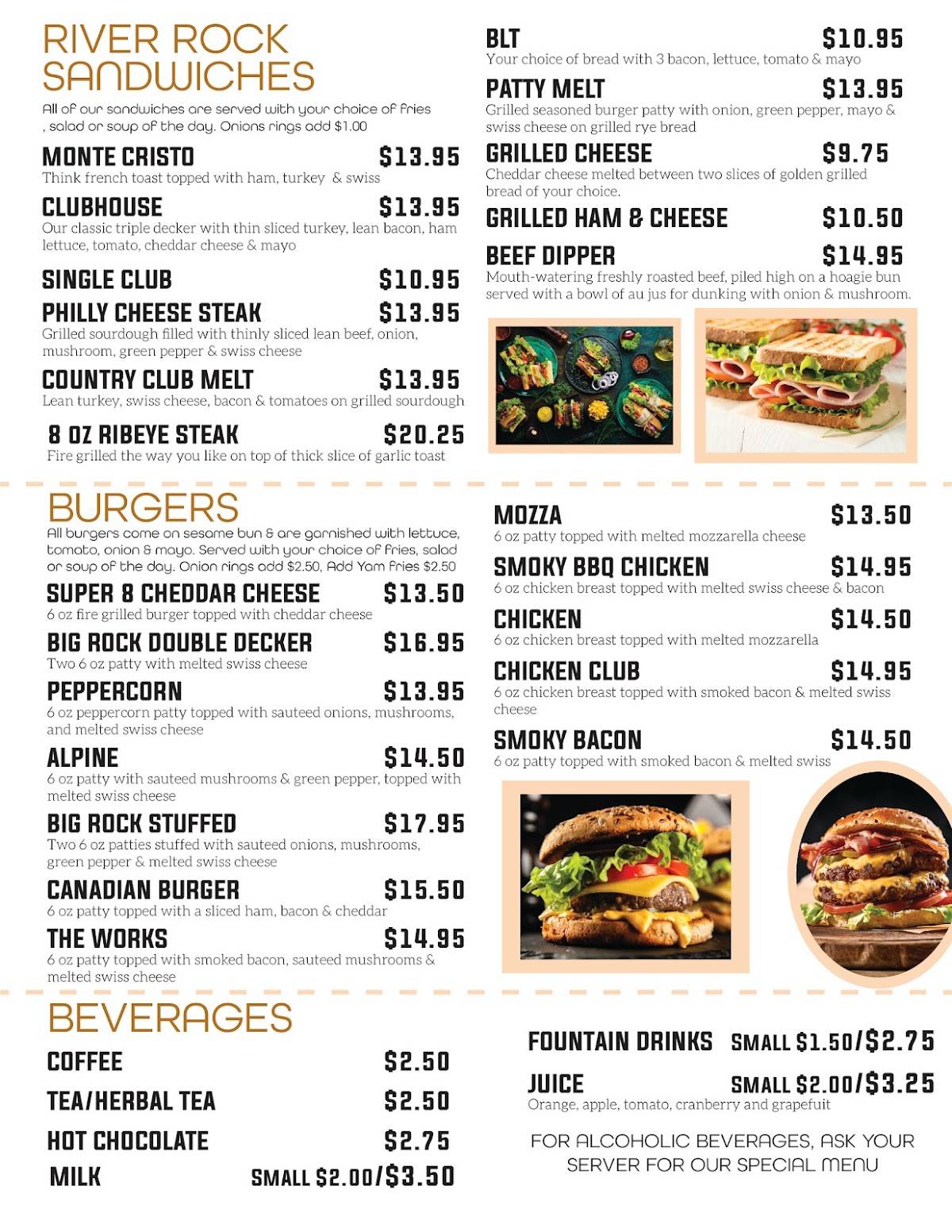Menu at River Rock Grill restaurant, Drayton Valley