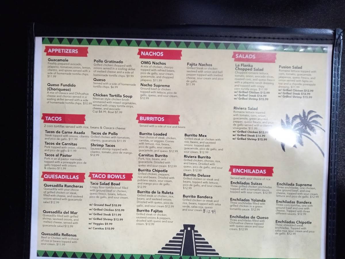 Menu at Riviera maya restaurant, Pottsville, 315 N Centre St