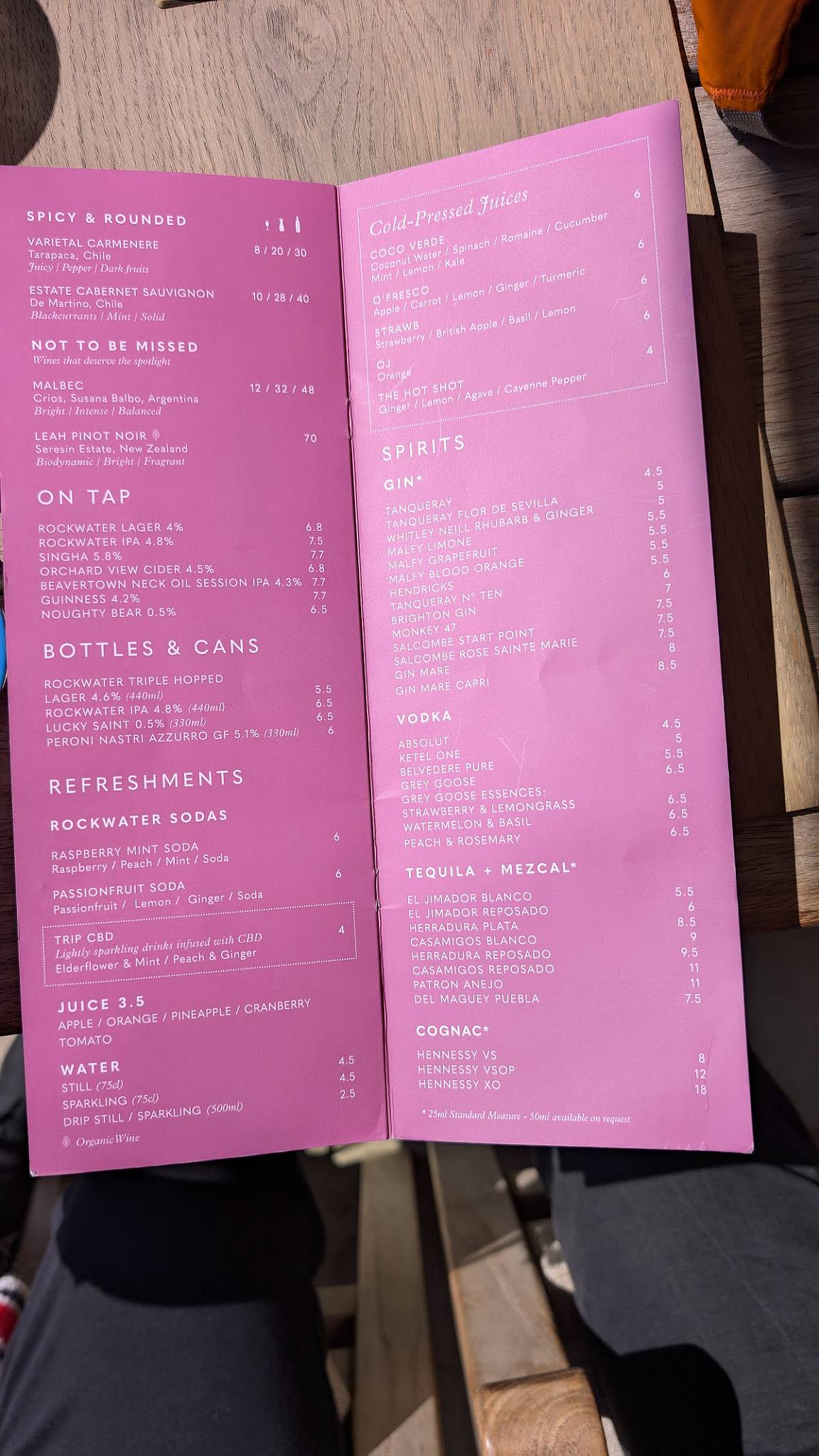 Menu at Rockwater Branksome restaurant, Poole