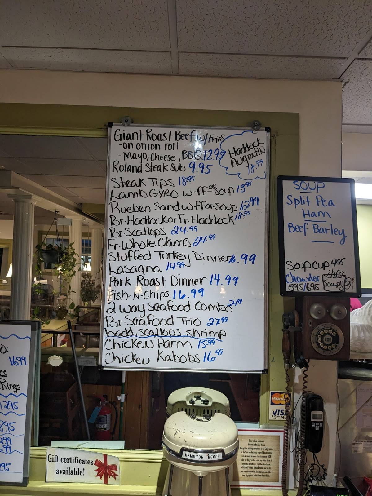Menu at Roland's Restaurant, Nashua