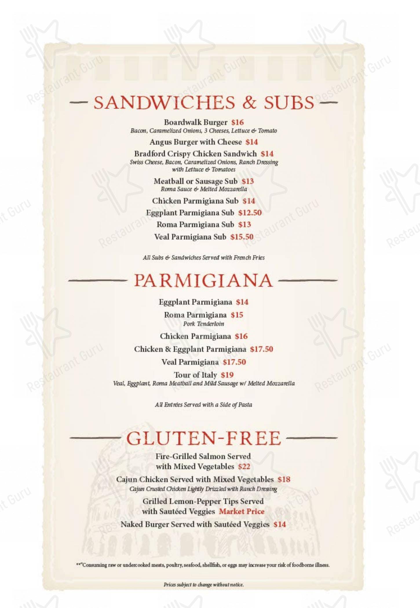 Menu at Roma Restaurant, Haverhill