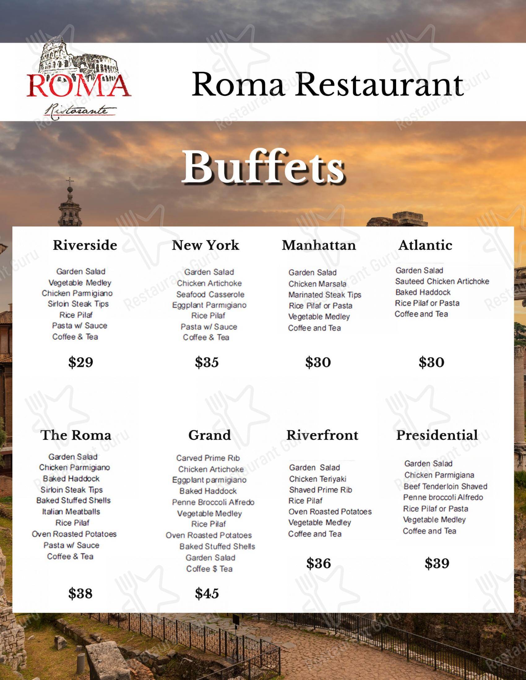 Menu at Roma Restaurant, Haverhill
