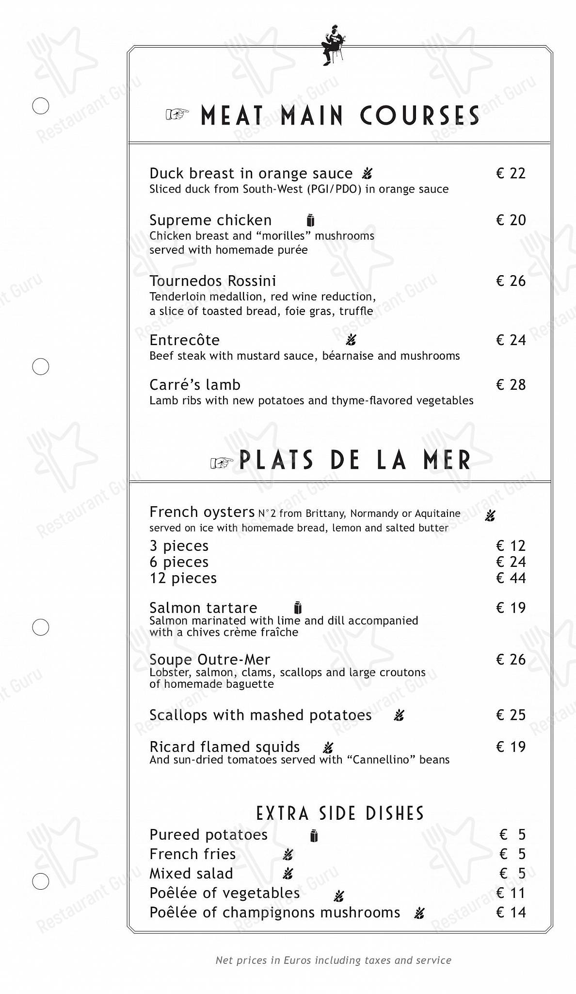 Menu da Le Carré Français pub & bar, Roma