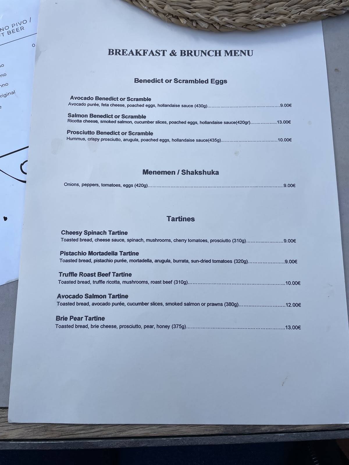 Menu at Rooftop Terrace Hippocampus restaurant, Kotor
