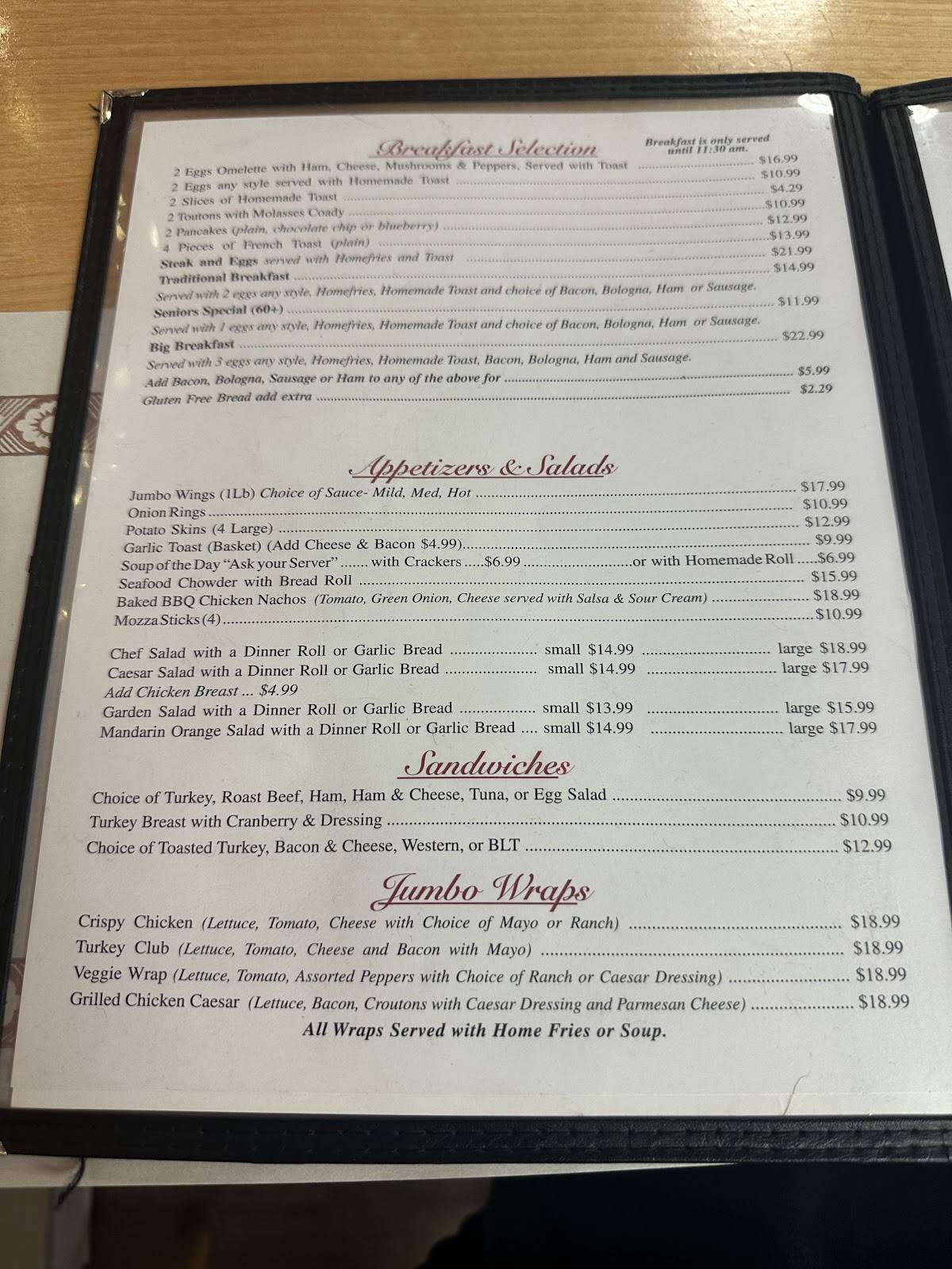 Menu at Rosie's Restaurant & Bakery, Gander
