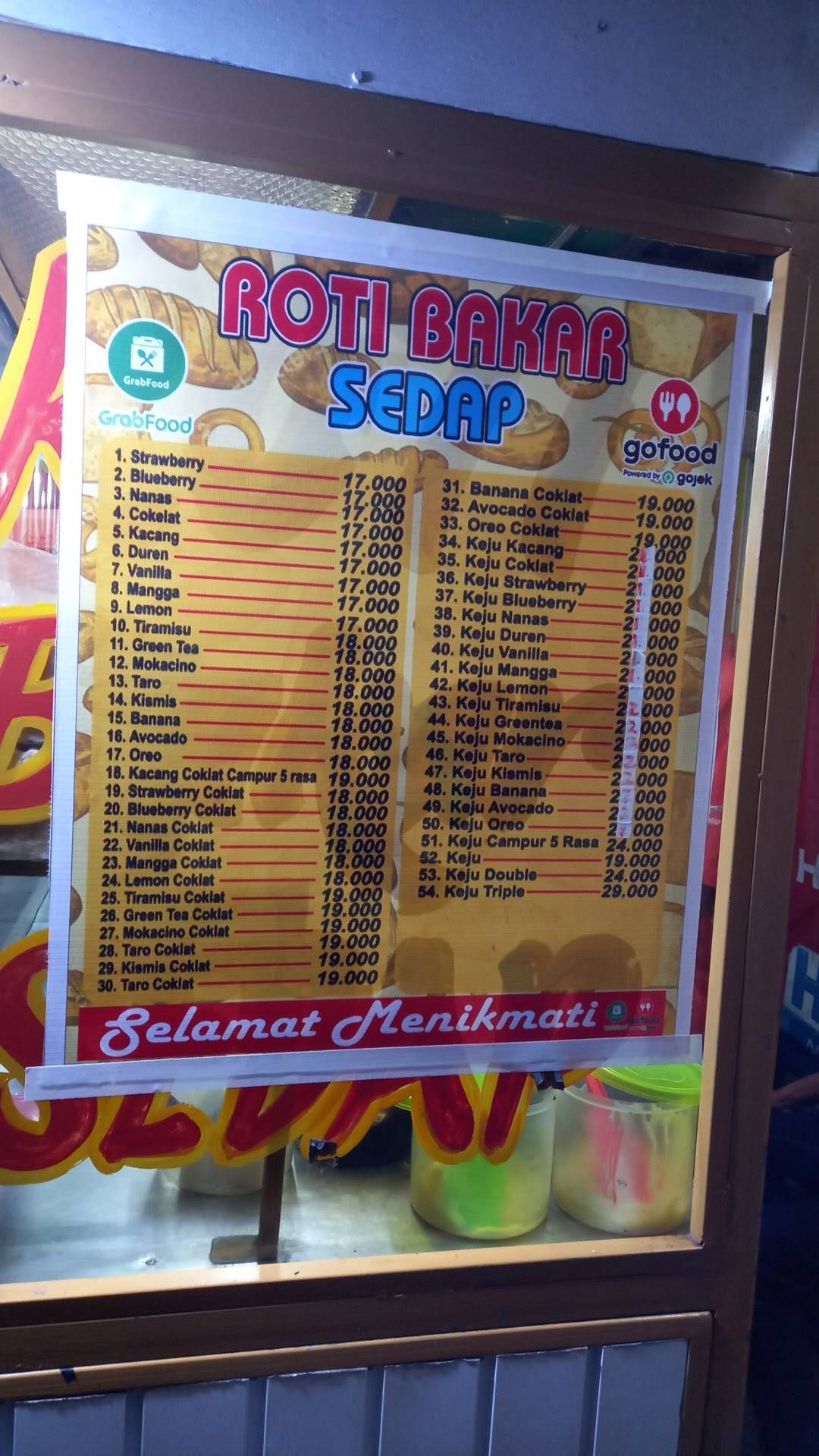 Menu at Roti Bakar Sedap Permata, Padalarang