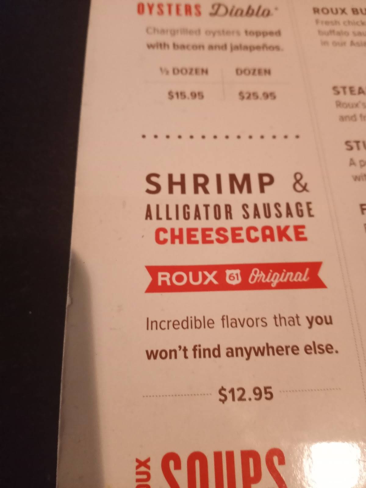Menu at Roux 61 Seafood & Grill restaurant, Baton Rouge