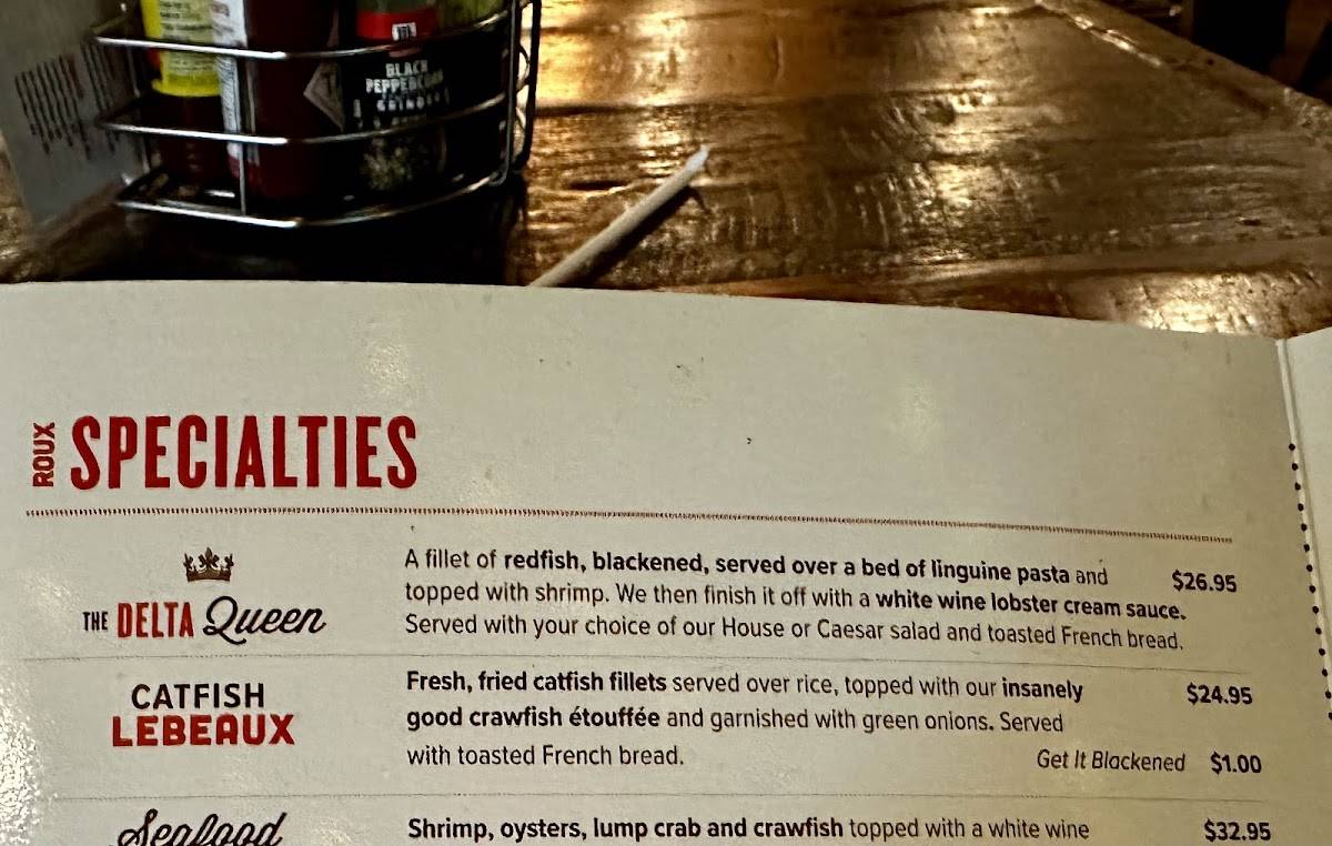 Menu at Roux 61 Seafood & Grill restaurant, Baton Rouge