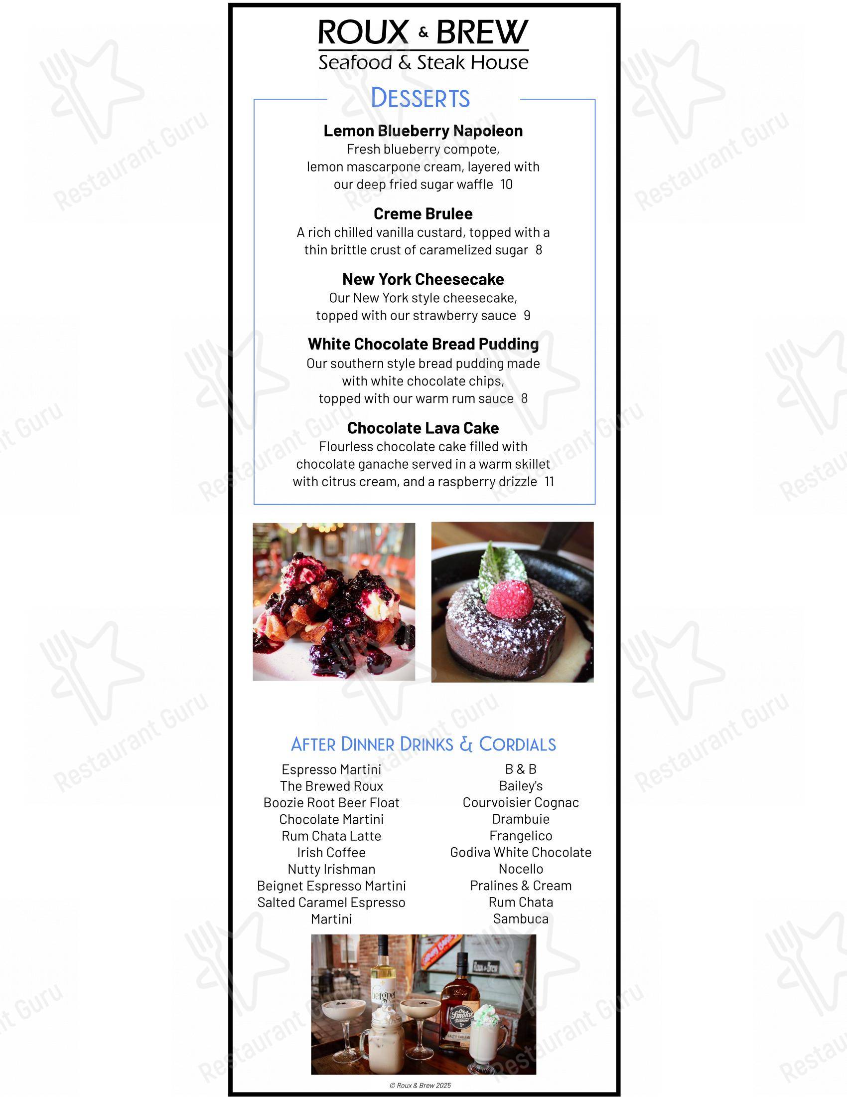 Menu at Roux & Brew Seafood and Steak House pub & bar, Ponchatoula