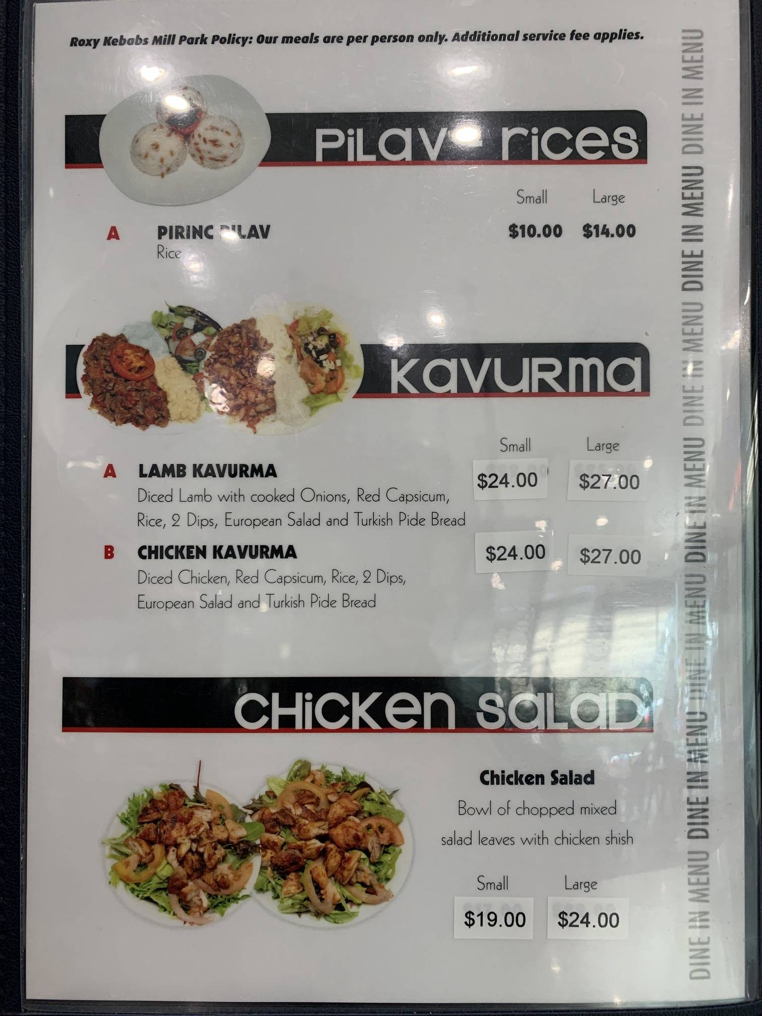 Menu at Roxy Kebabs & Cafė Mill Park restaurant, Mill Park