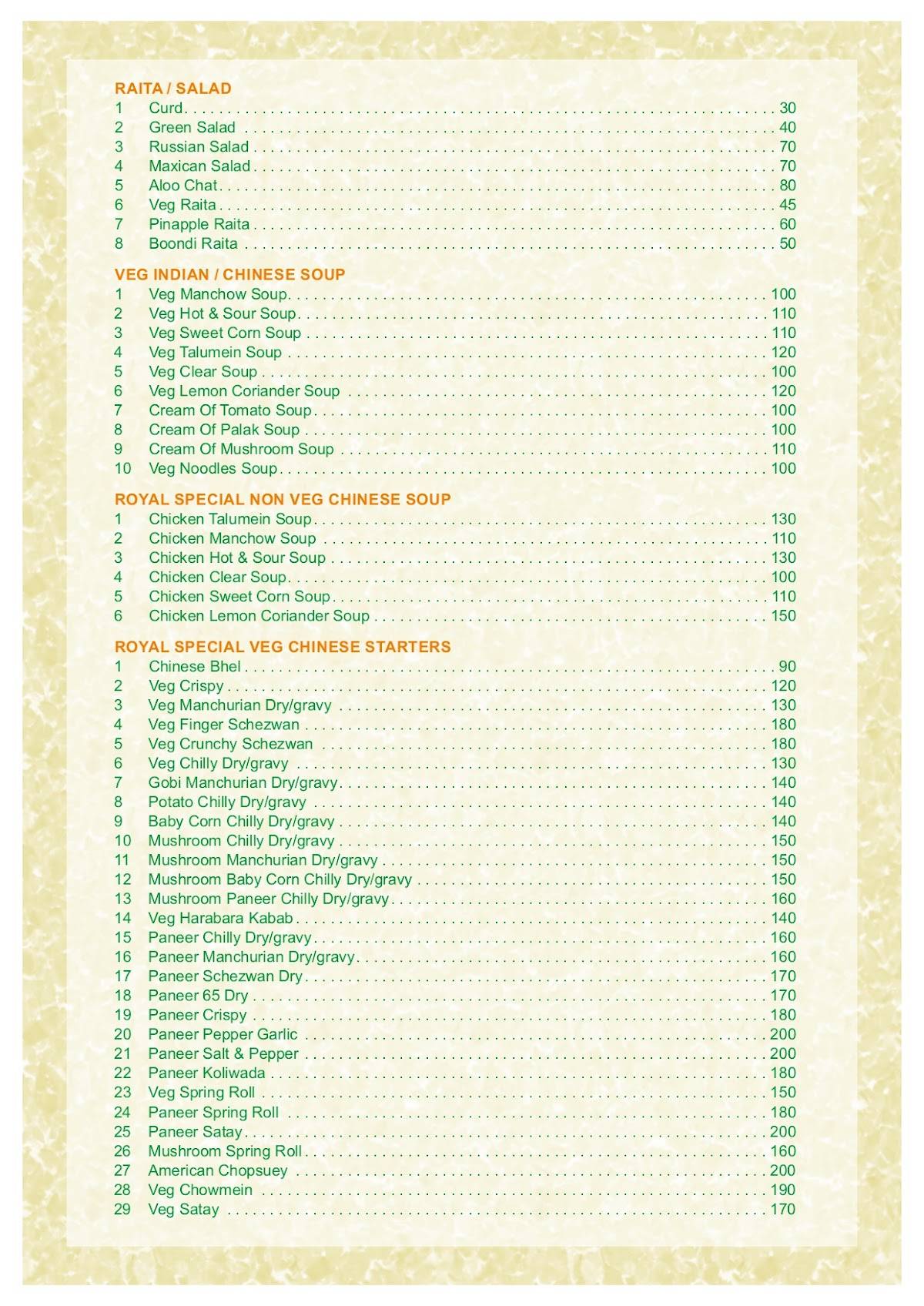 Menu at Royal Kitchen, Thane, Shri Datta Krupa