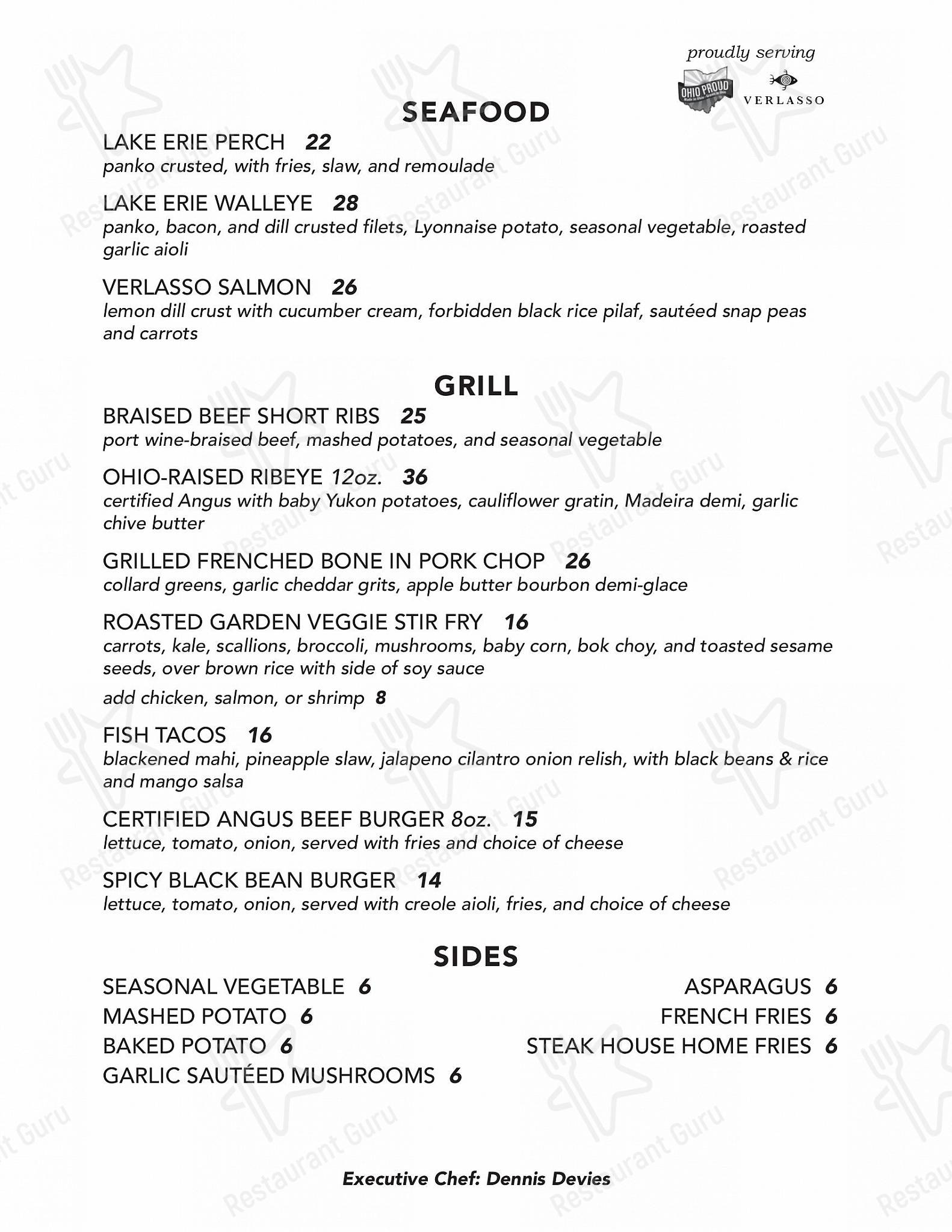 Menu at Rusty Anchor steakhouse, Cleveland, Main Ave