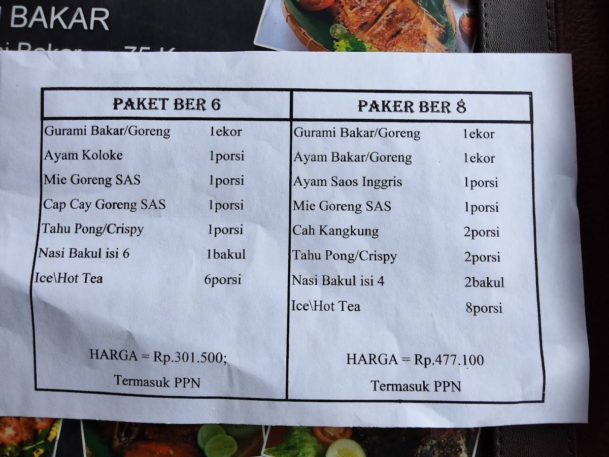 Menu at SAS Cafe N Resto, Surabaya, Jl. Bhaskara Sawah No.30