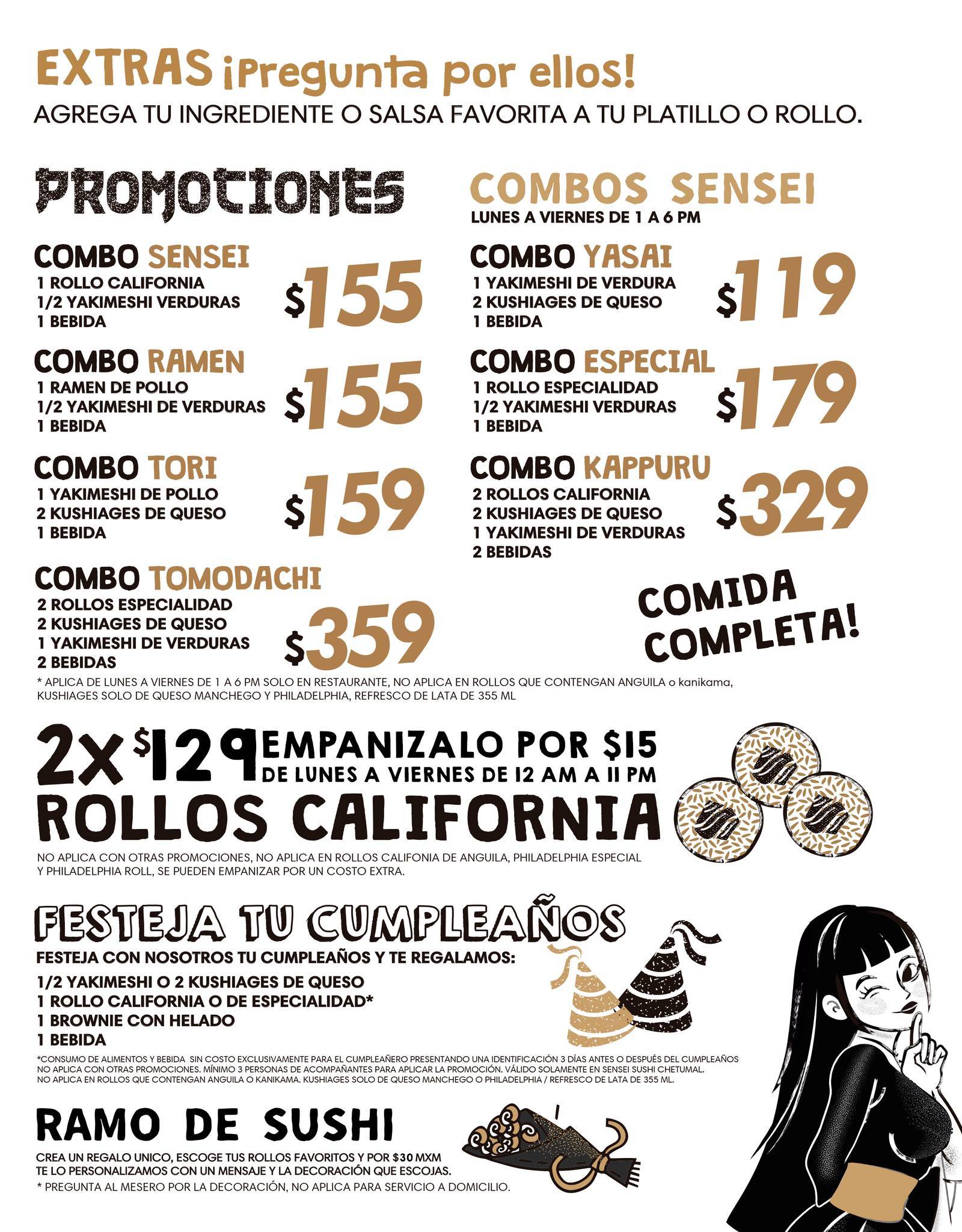 Carta del restaurante Sensei Sushi, Merida, Calle 52 S/N x 61 Local 5 y 6
