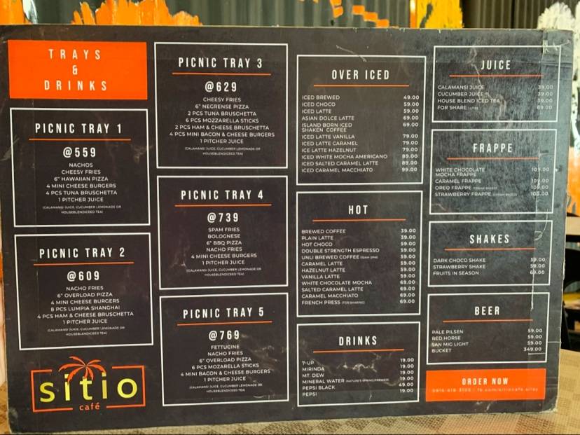 Menu at SITIO CAFE & RESTO, Silay City, Rizal St