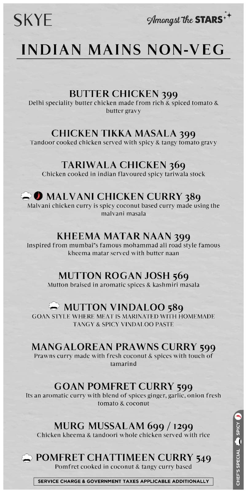 Menu at SKYE Rooftop by Eternia, Pune