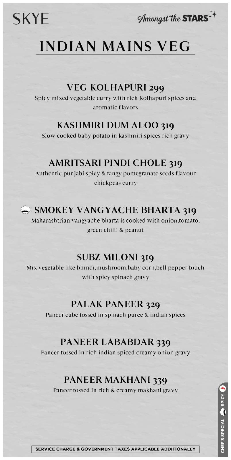 Menu at SKYE Rooftop by Eternia, Pune