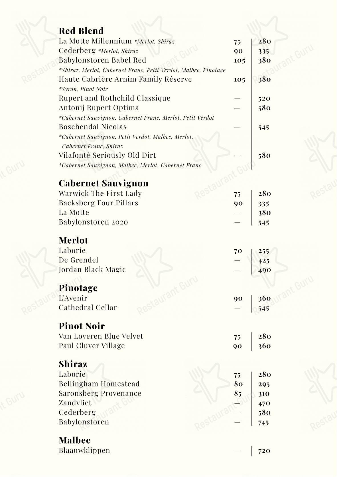 Menu at SMOKE Pretoria pub & bar, Pretoria